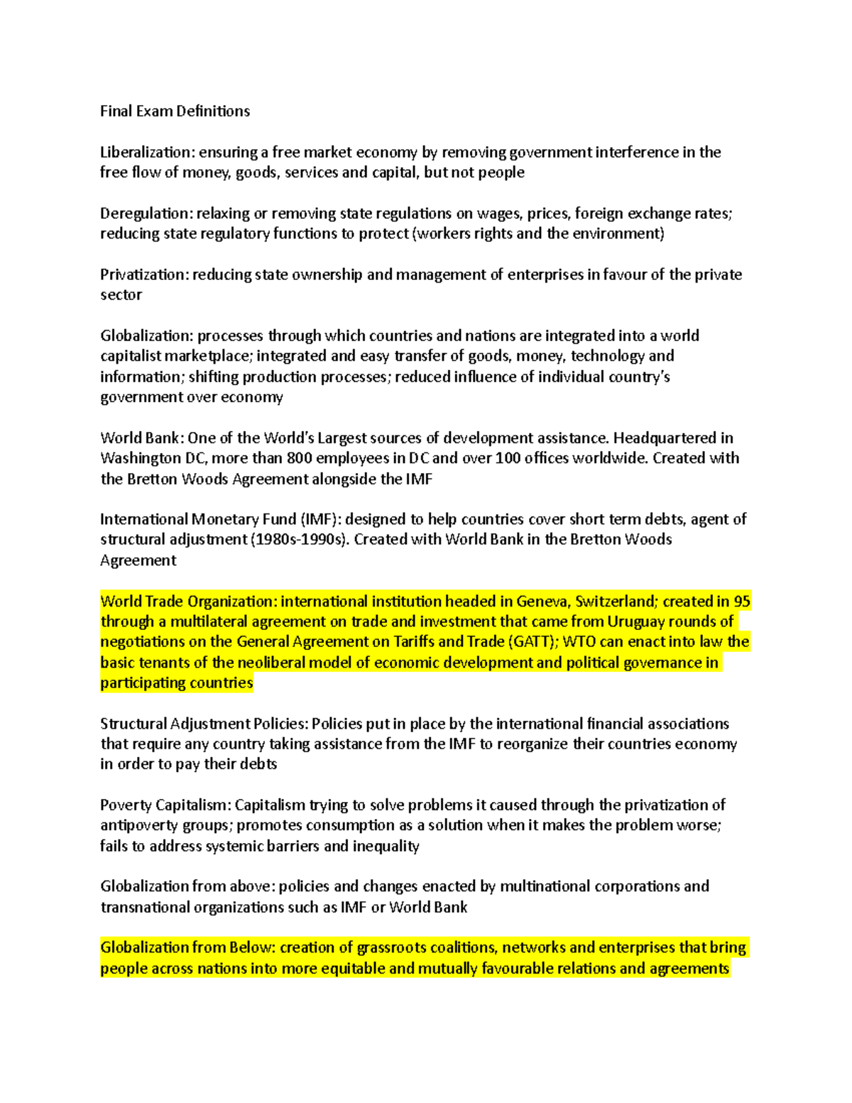 Final-Exam-Definitions - Final Exam Definitions Liberalization ...