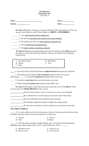 English 6 Q2 Module 1 Explore Significance Information V2 - English ...