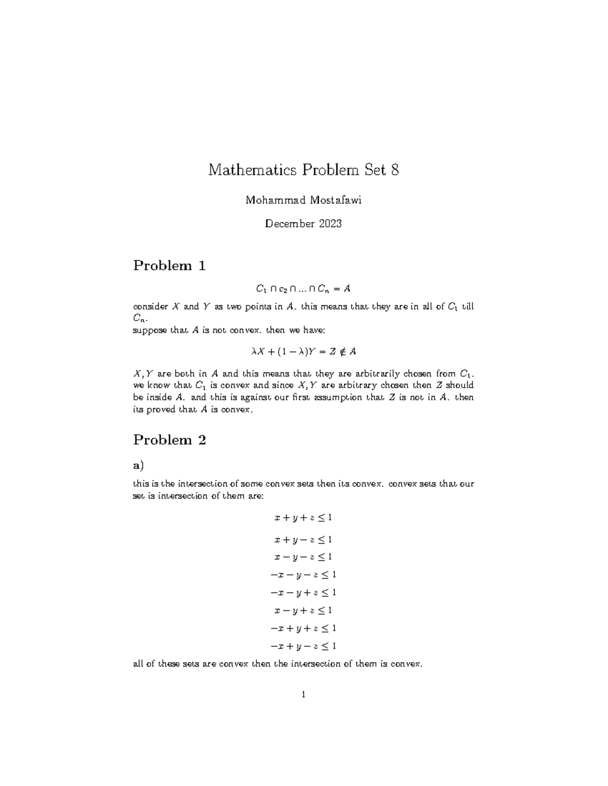 [Mostafawi]-HW8 - fdsa - Mathematics Problem Set 8 Mohammad Mostafawi ...