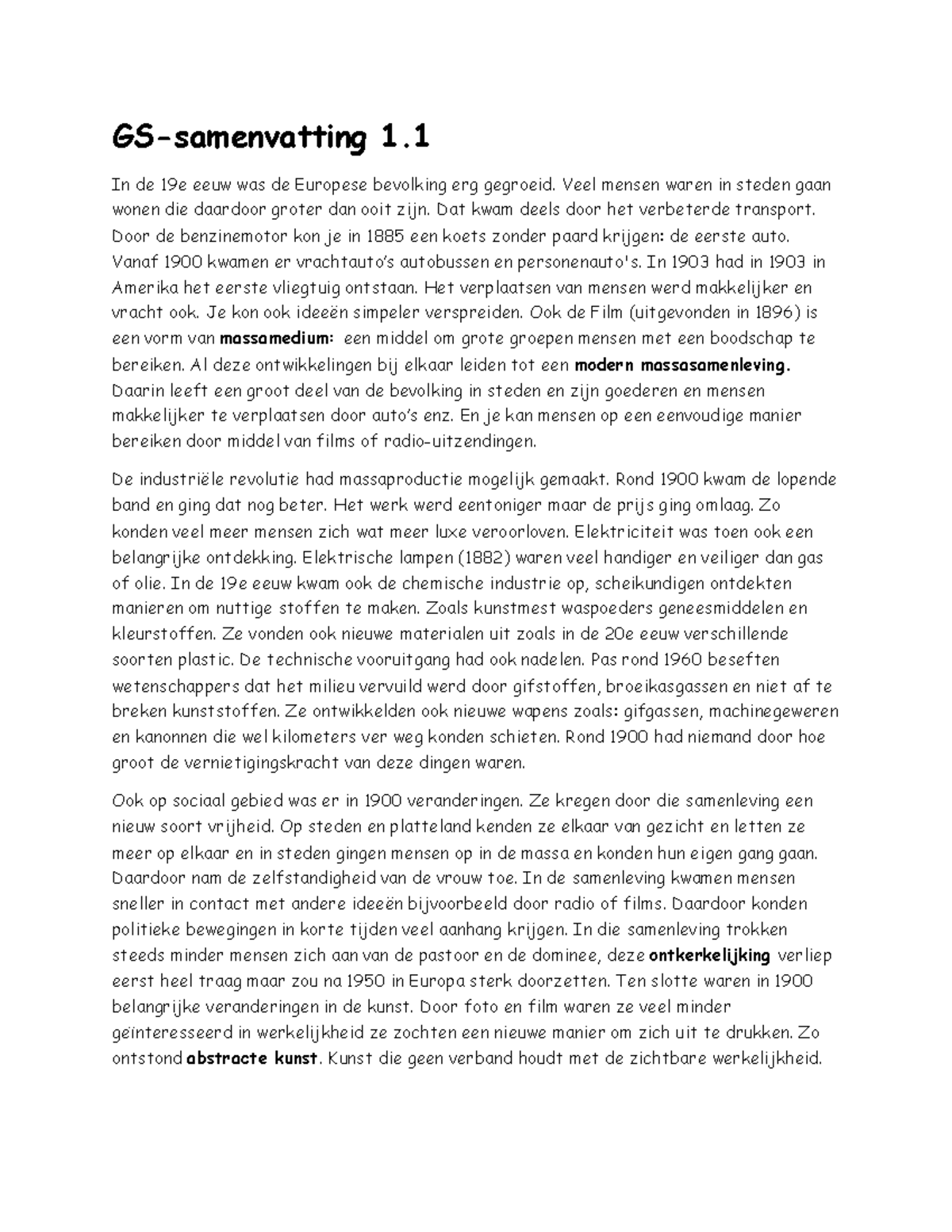 GS HF1 2021 - geschiendenis - GS-samenvatting 1. In de 19e eeuw was de Europese bevolking erg ...