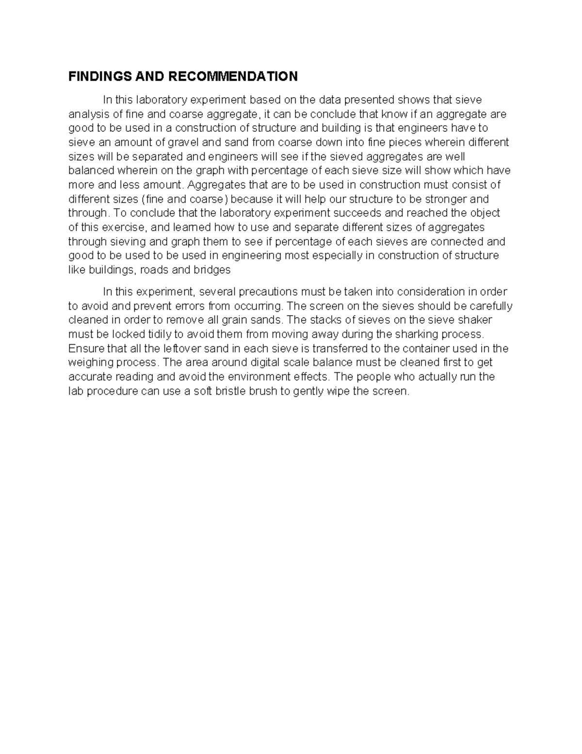 Findings AND Recommendation - FINDINGS AND RECOMMENDATION In this ...