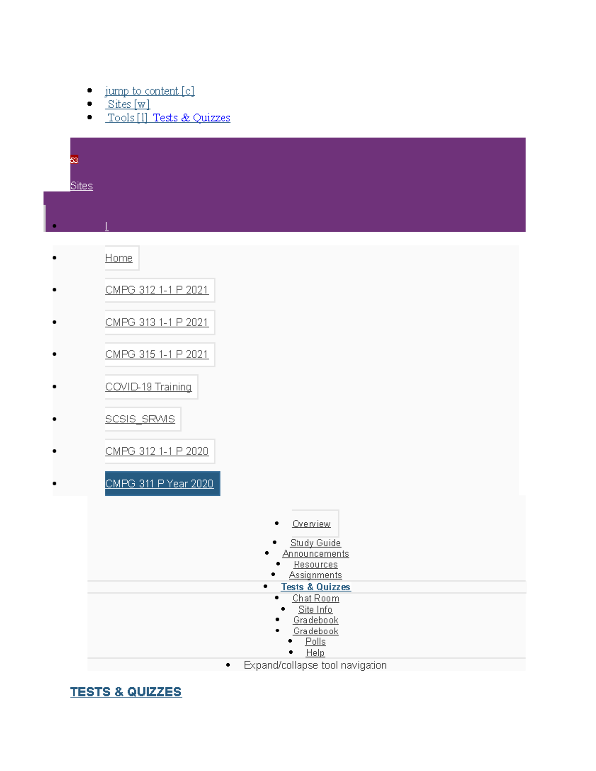 Test1 - jump to content Sites [w] [c] Tools [l] Tests & Quizzes 53 ...
