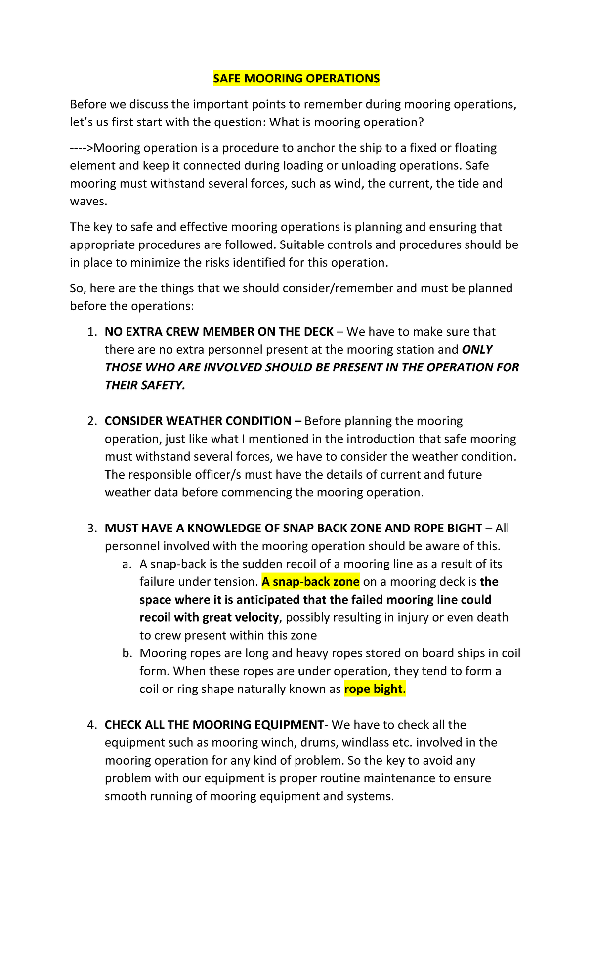 safety mooring operation for seafarers - SAFE MOORING OPERATIONS Before ...