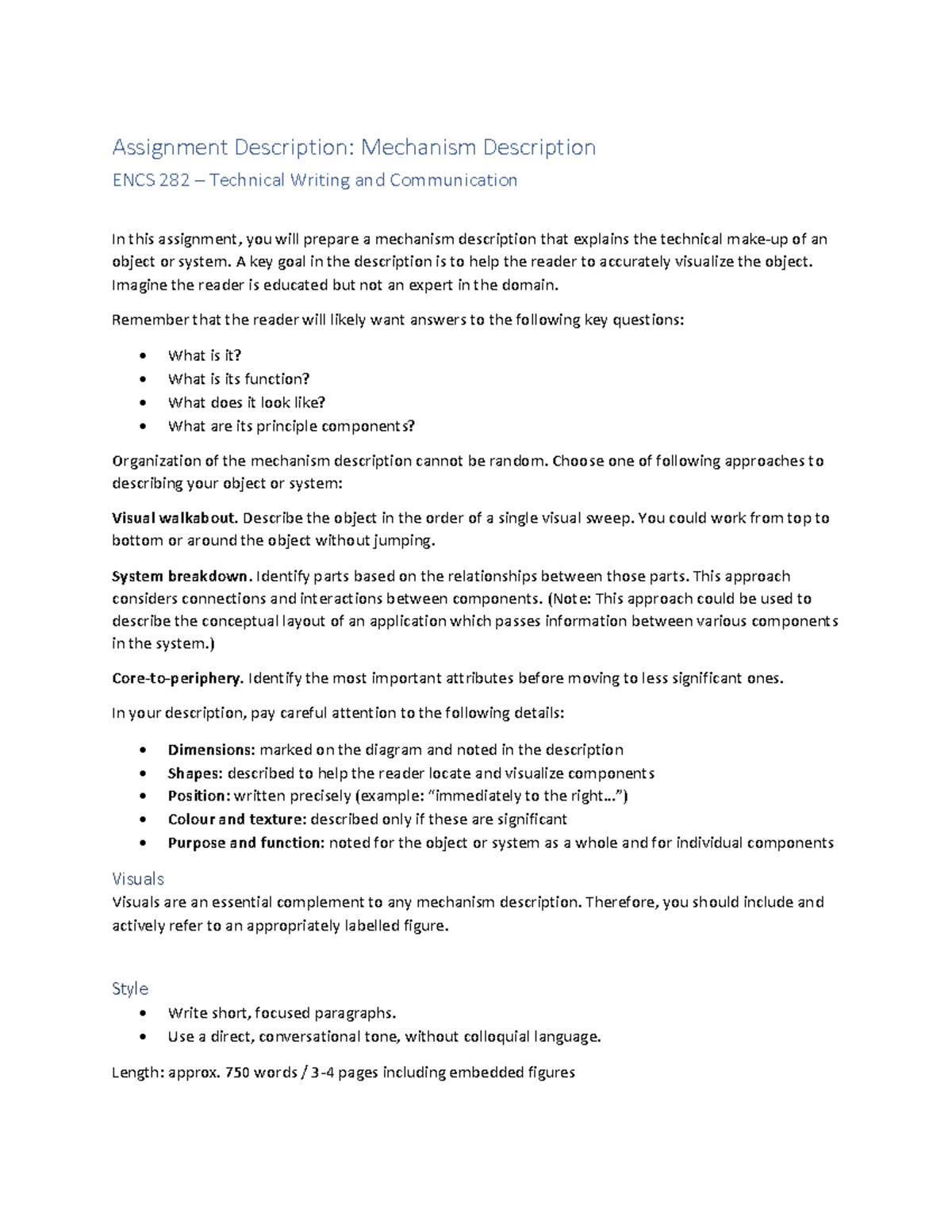 Assignment Description - Mechanism Description - Assignment Description ...