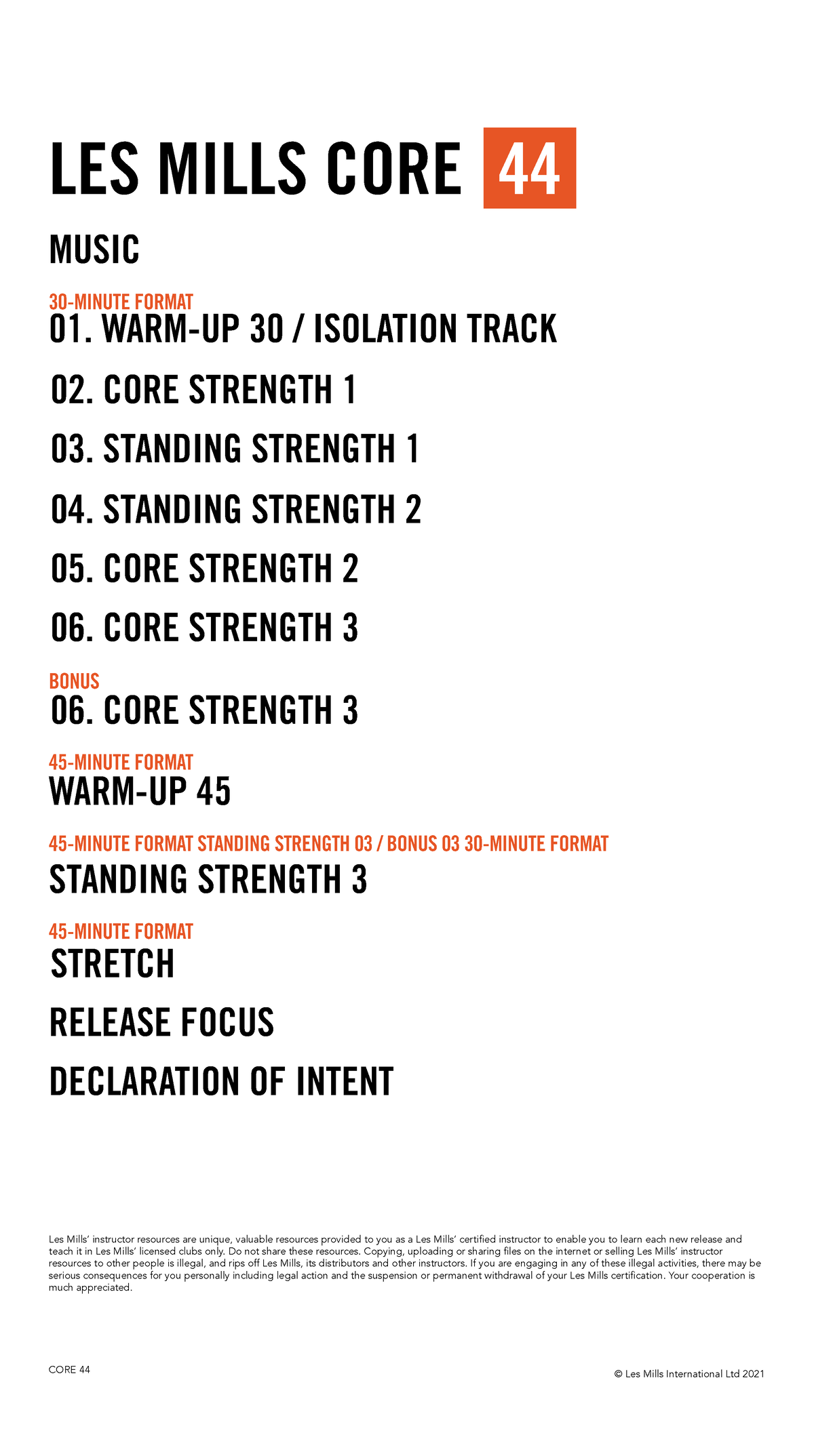 LES Mills CORE 44 (CORE44Choreography Notes row en app print - Les ...