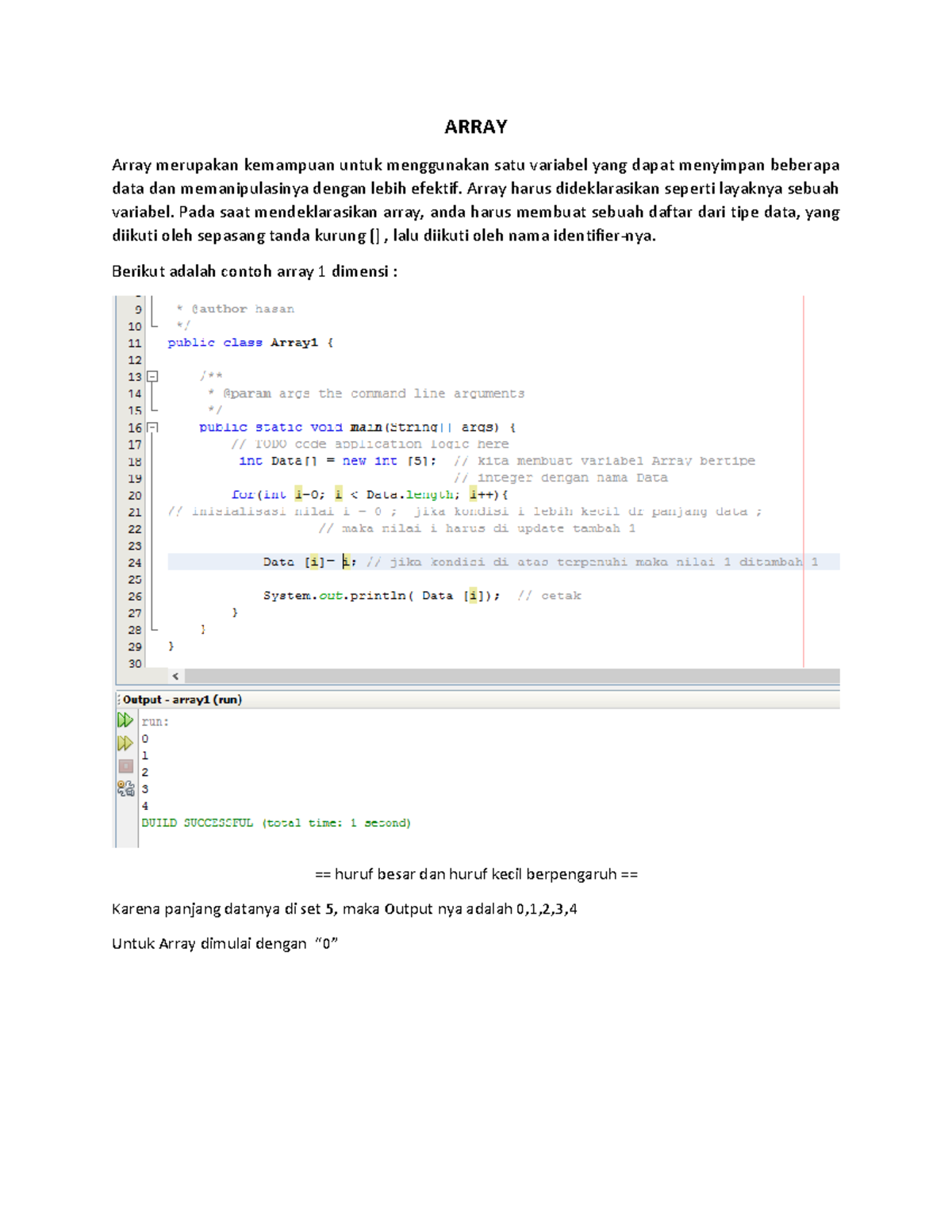 03. Array - dasd - ARRAY Array merupakan kemampuan untuk menggunakan ...
