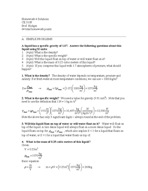 Homework 02 CE319F Solutions-3 - Homework 2 Solutions CE 319F Prof. Hodges 42 total homework ...