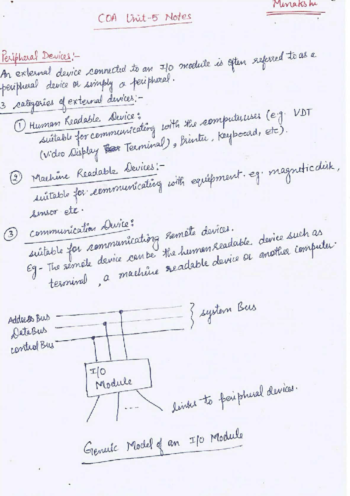 COA unit-5 - hand made notes - Computer Organization & Architecture ...