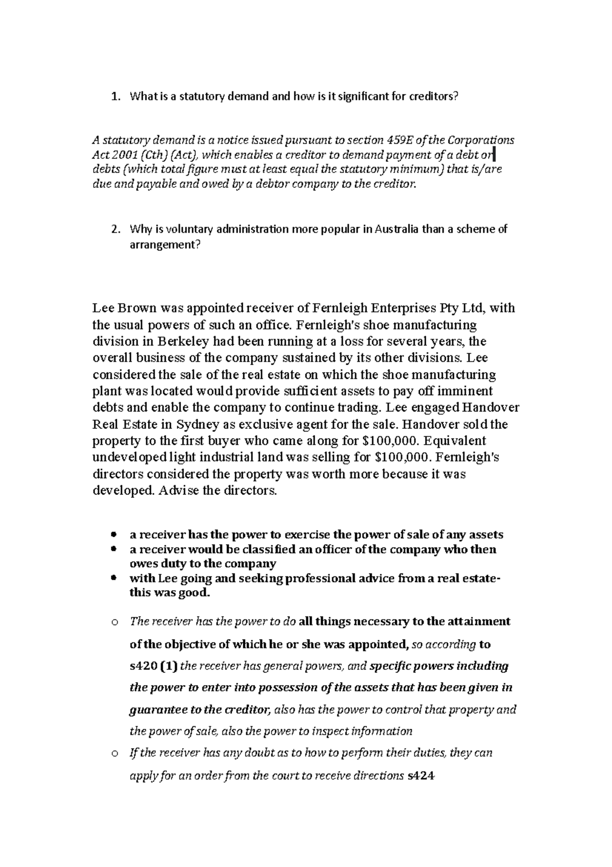 WEEK 12 - This is for week 12 - What is a statutory demand and how is ...