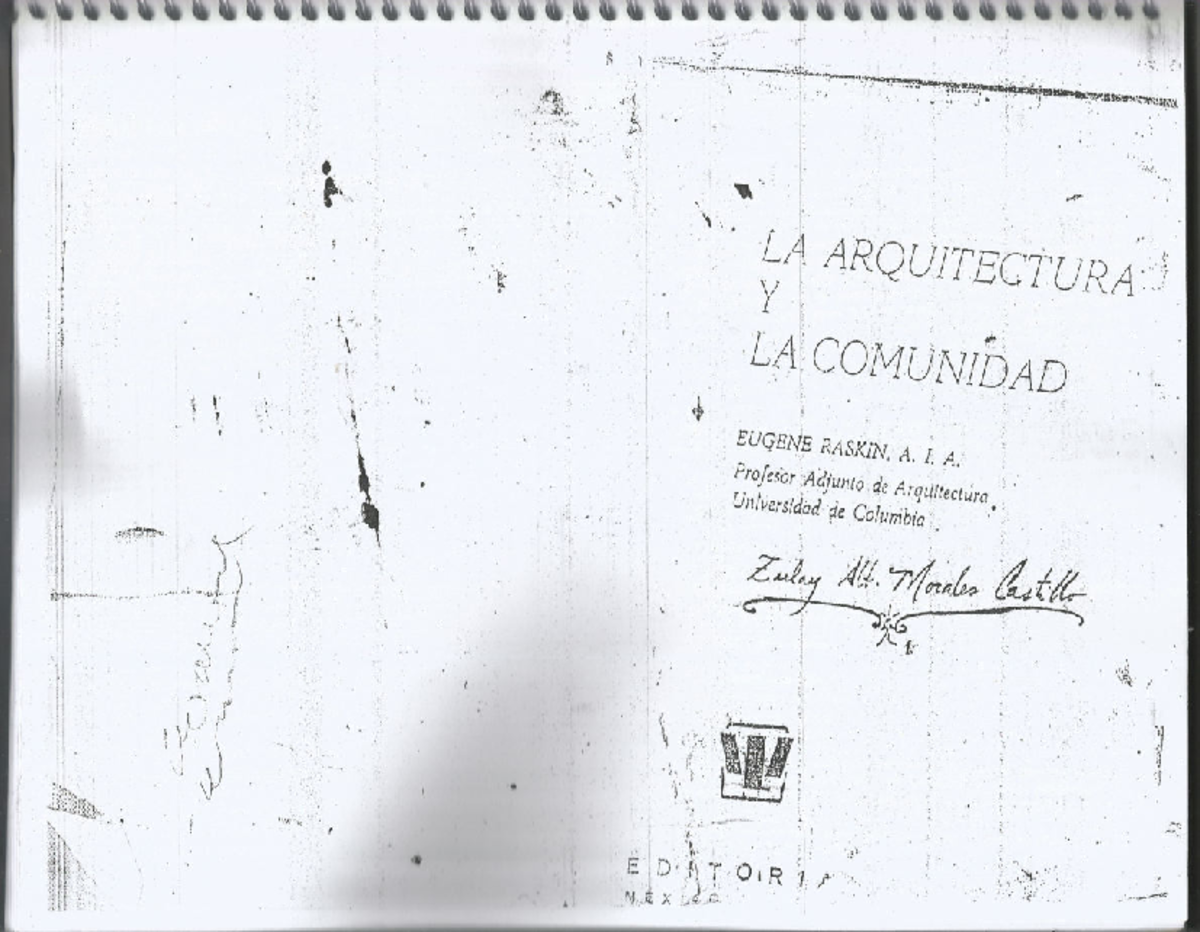 La arquitectura y la comunidad Eugene Raskin - Introducción A La ...