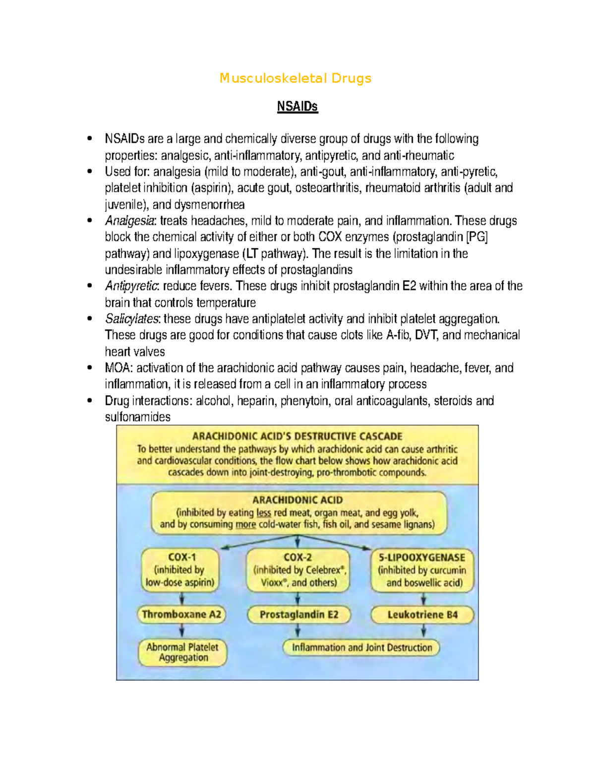 Musculoskeletal Drugs Review - Musculoskeletal Drugs NSAIDs NSAIDs are ...