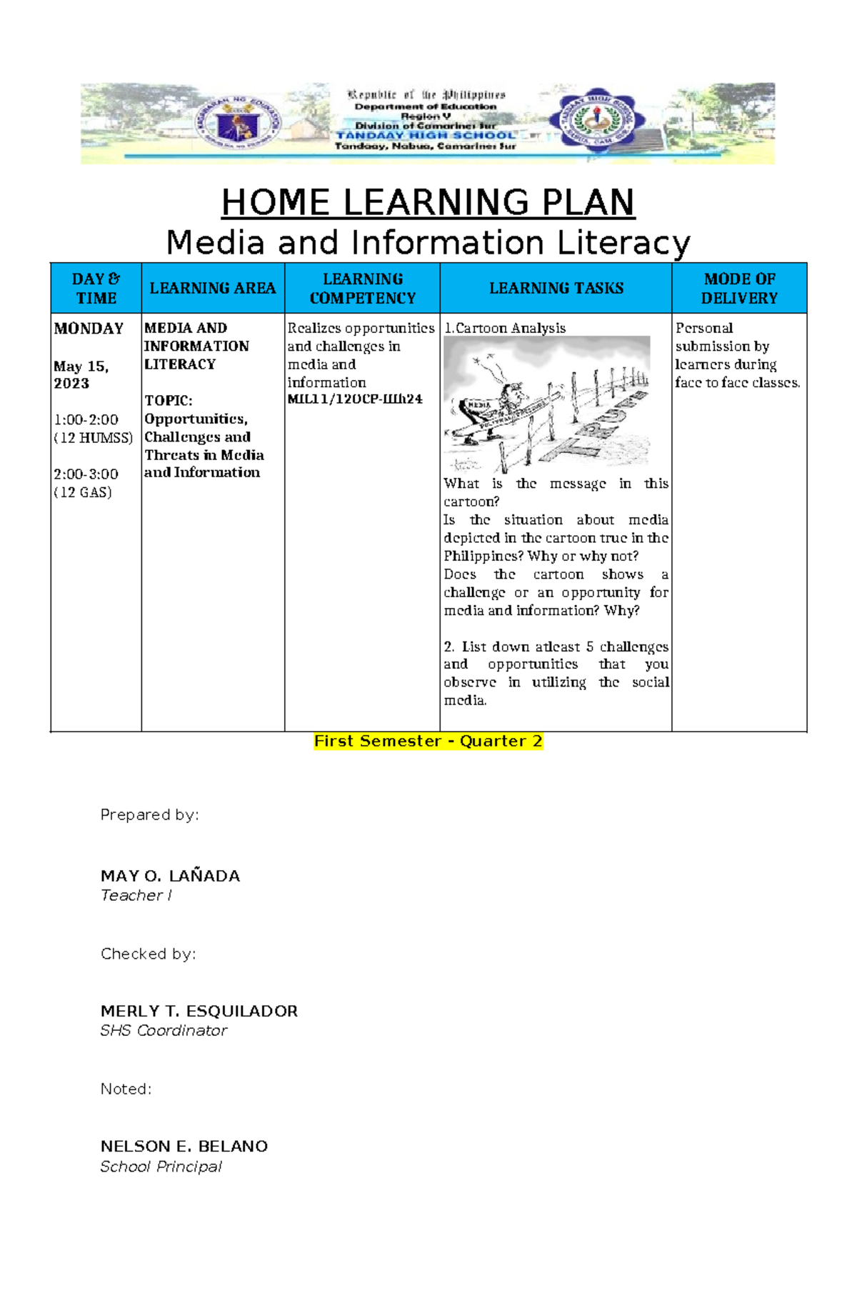 HOME Learning PLAN Media and Information - Media and Information ...