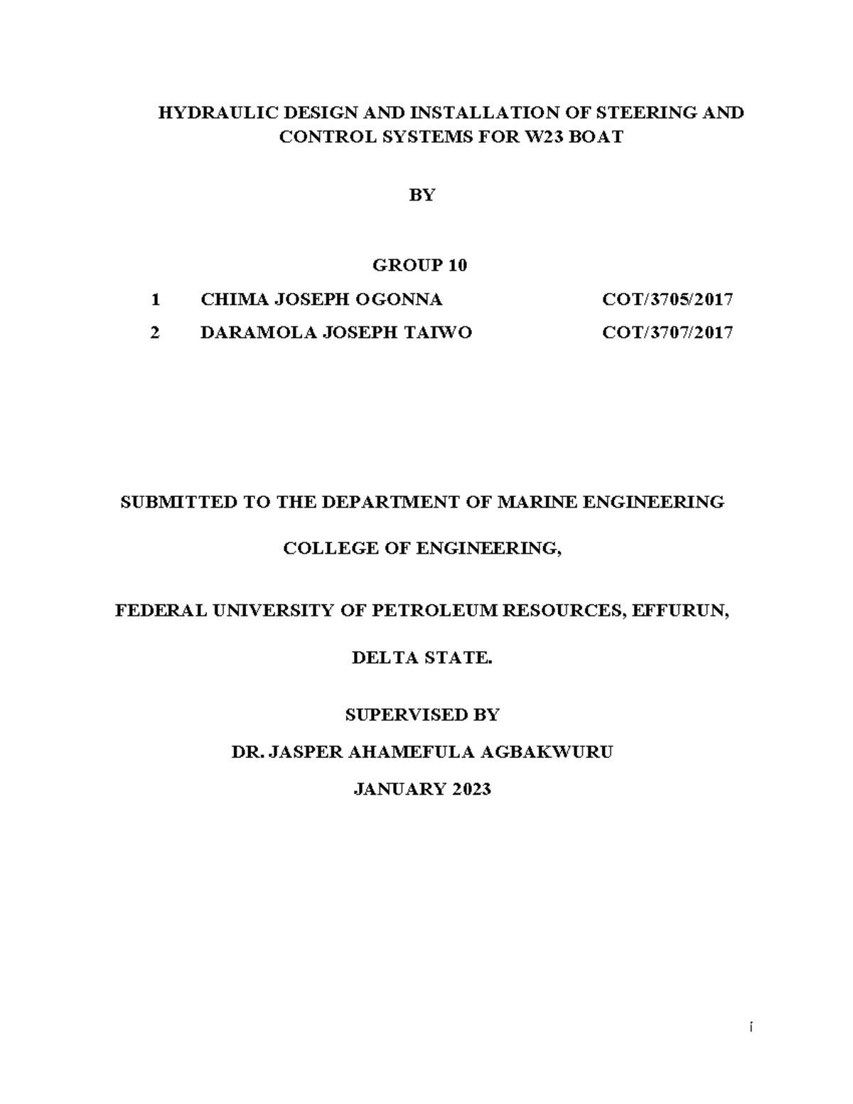 Hydraulic Design and installation of steering and control systems for ...