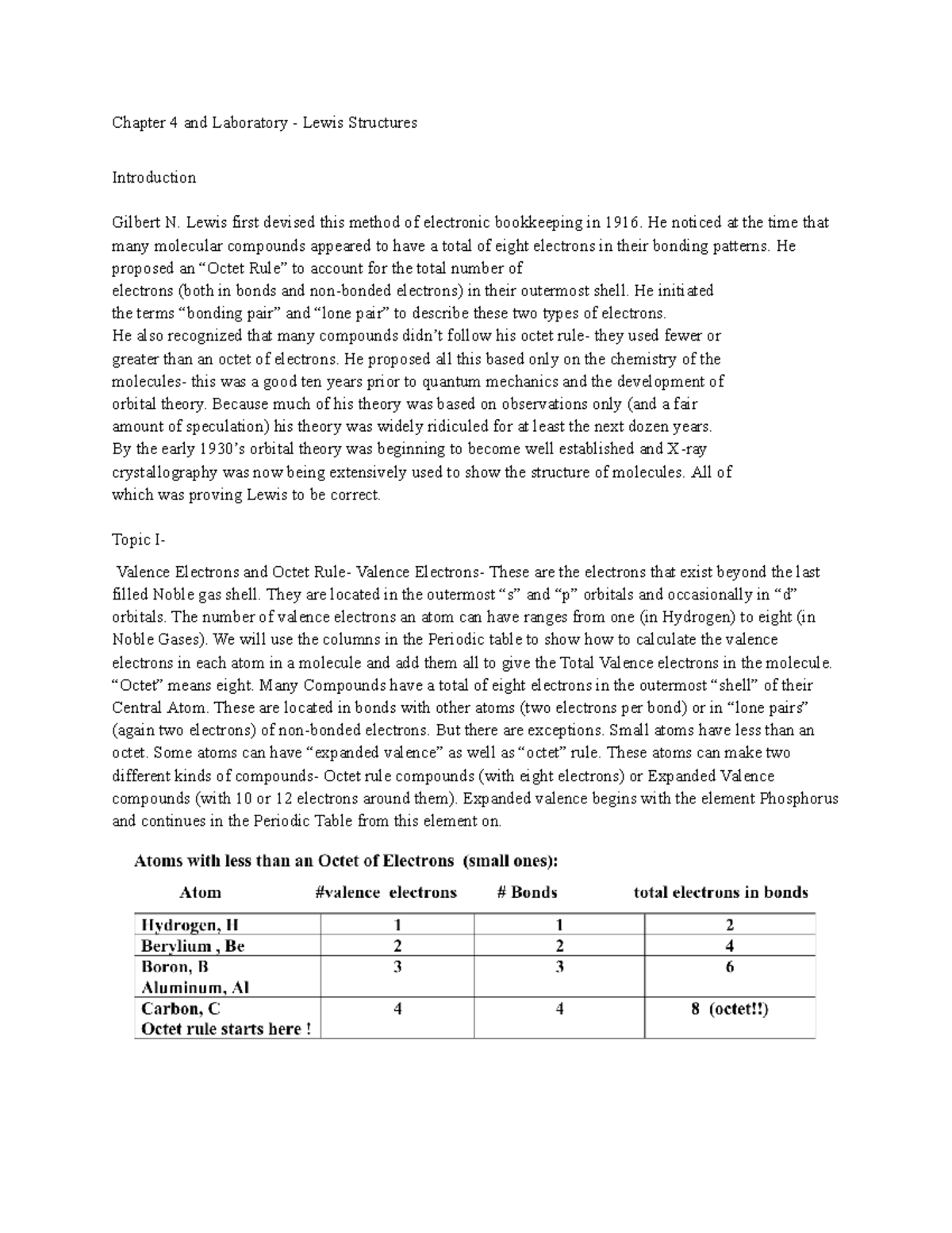 Chem Student Notes Master Doc - Chapter 4 and Laboratory - Lewis ...