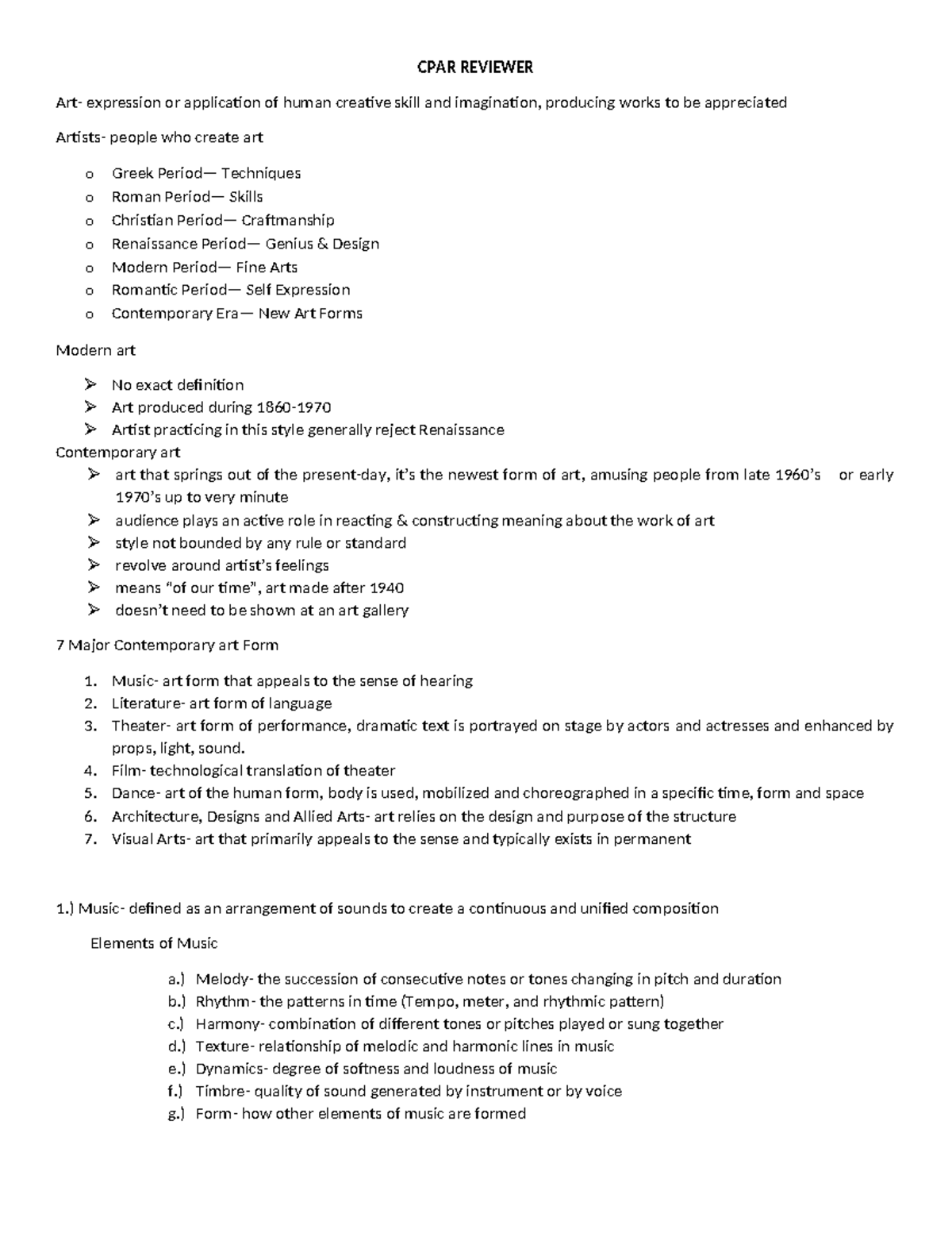 CPAR- Reviewer - CPAR REVIEWER Art- expression or application of human ...