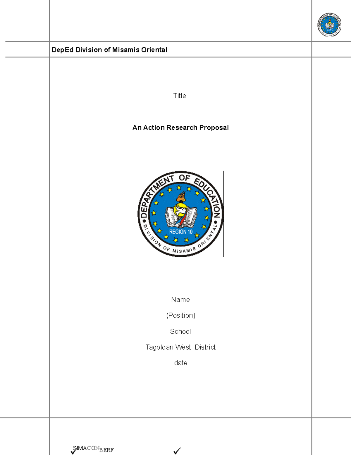 Research proposal Template - DepEd Division of Misamis Oriental Title ...