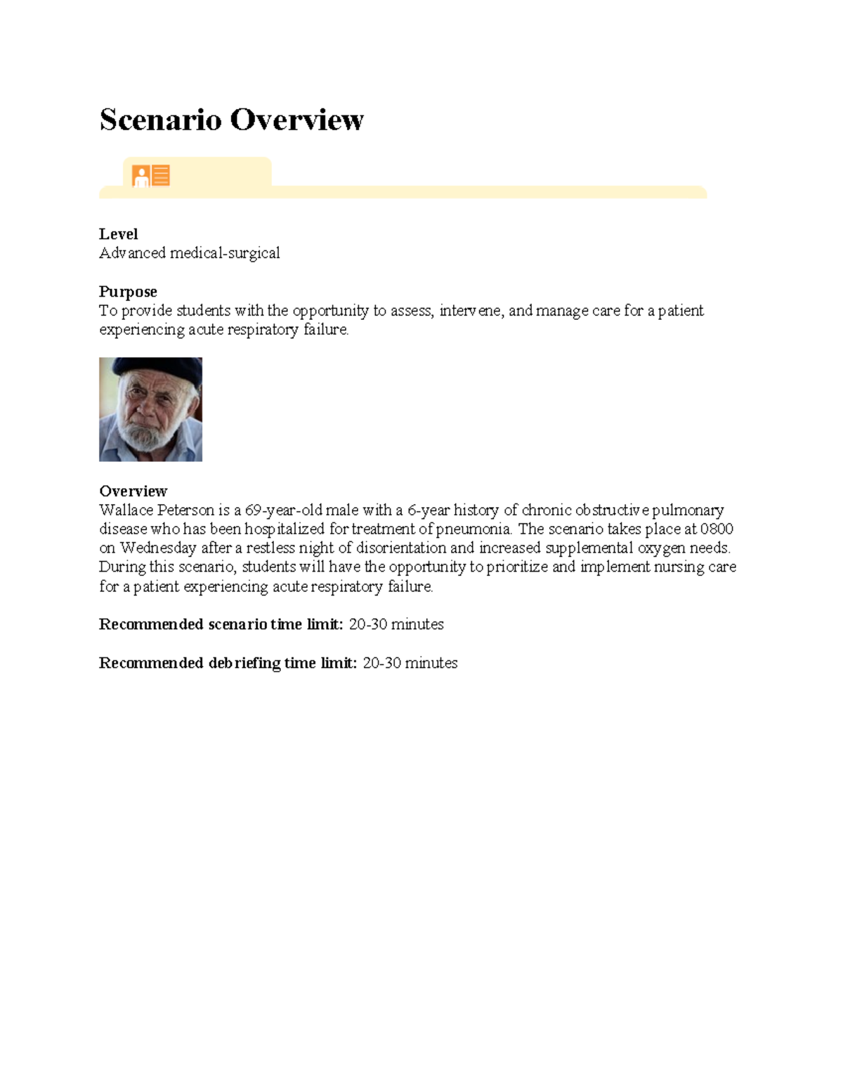 SIM MS 2 RESP Failure Wallace Student PAK (1) - Scenario Overview Level ...