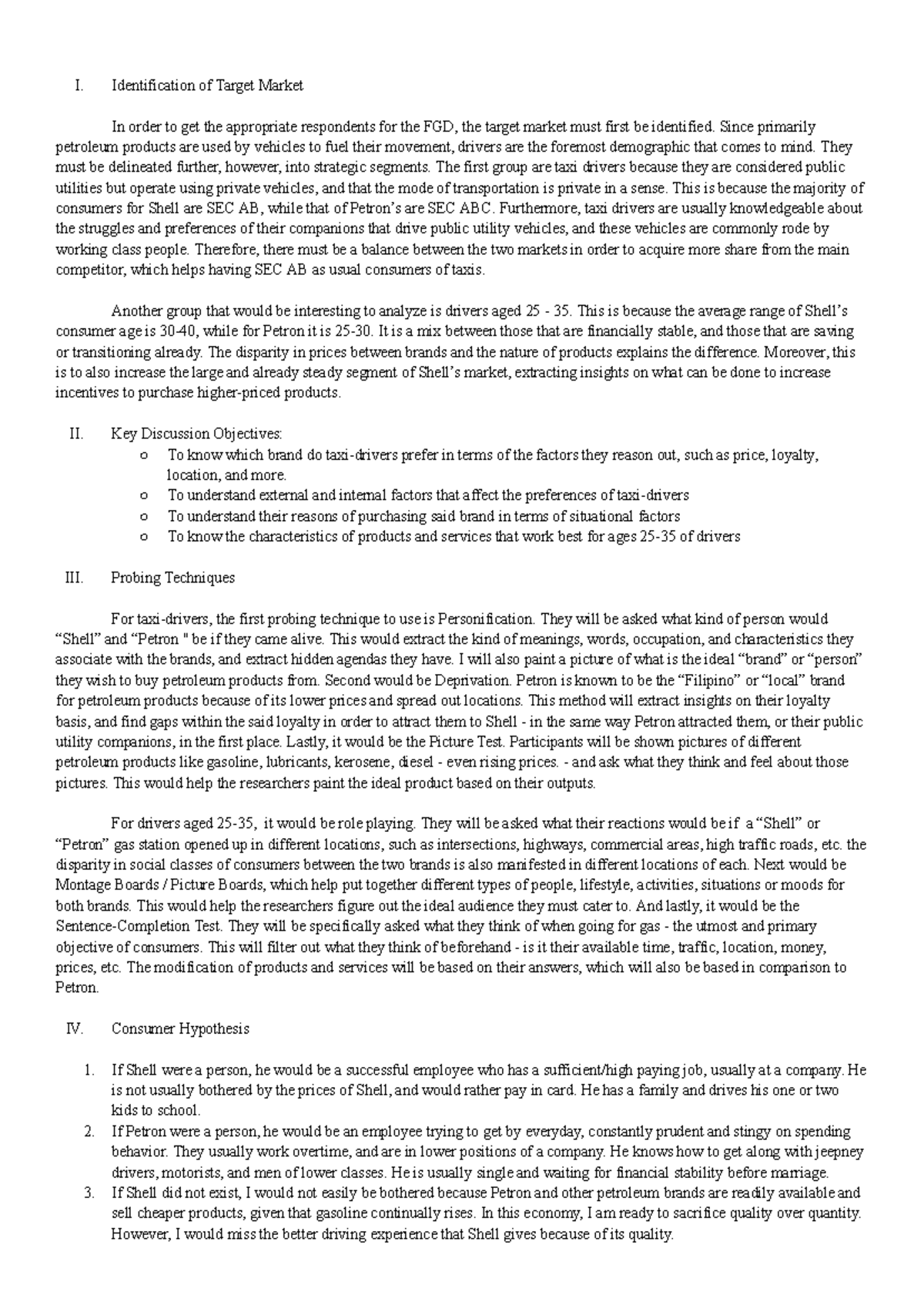 Shell - Probing Techniques - I. Identification of Target Market In ...