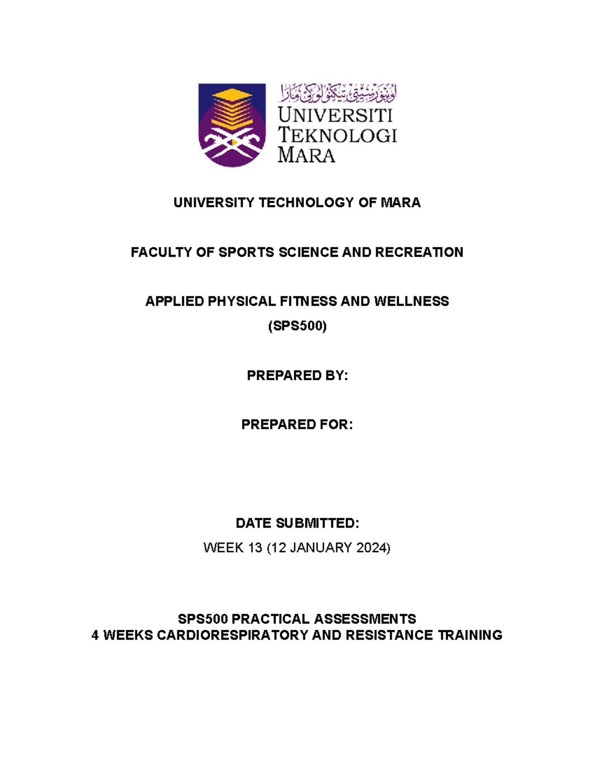 Training LOG SPS 500 (akmal) - UNIVERSITY TECHNOLOGY OF MARA FACULTY OF ...