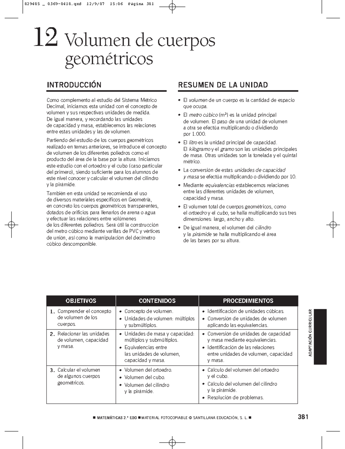 Ejercicios de volumen de unidades - ADAPTACIÓN CURRICULAR INTRODUCCIÓN ####### Como complemento ...