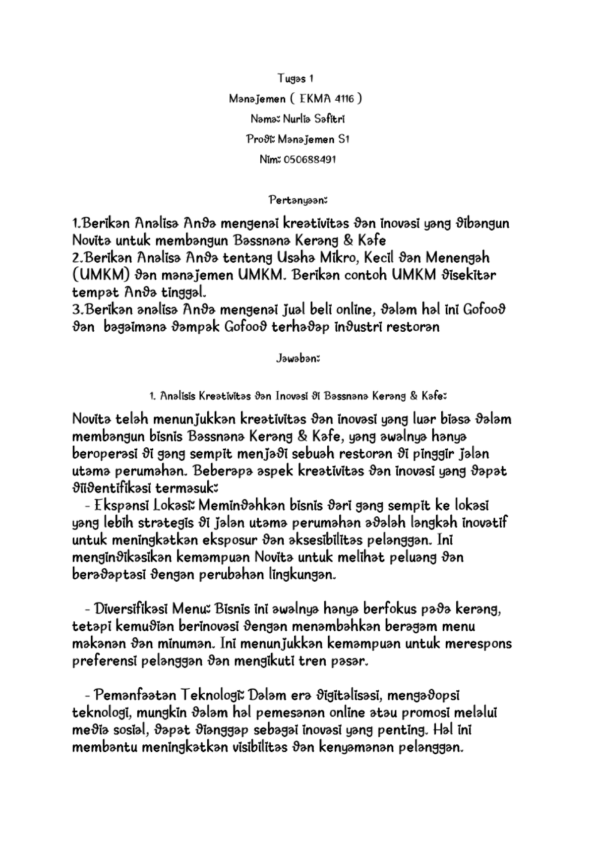 Tugas 1 - Manajemen - Studocu