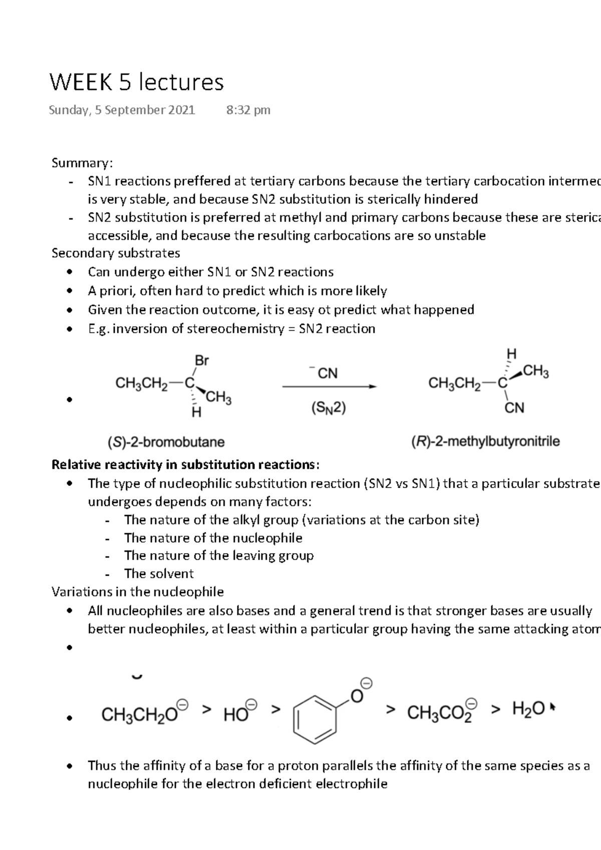 WEEK 5 lectures chem 2 - week 5 lecture notes. Secondary substrates ...