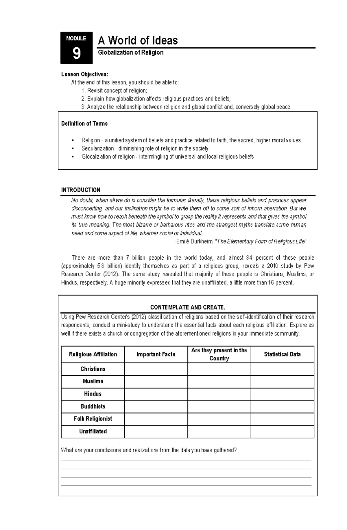 Module 9 Globalization Religion - A World of Ideas Globalization of ...