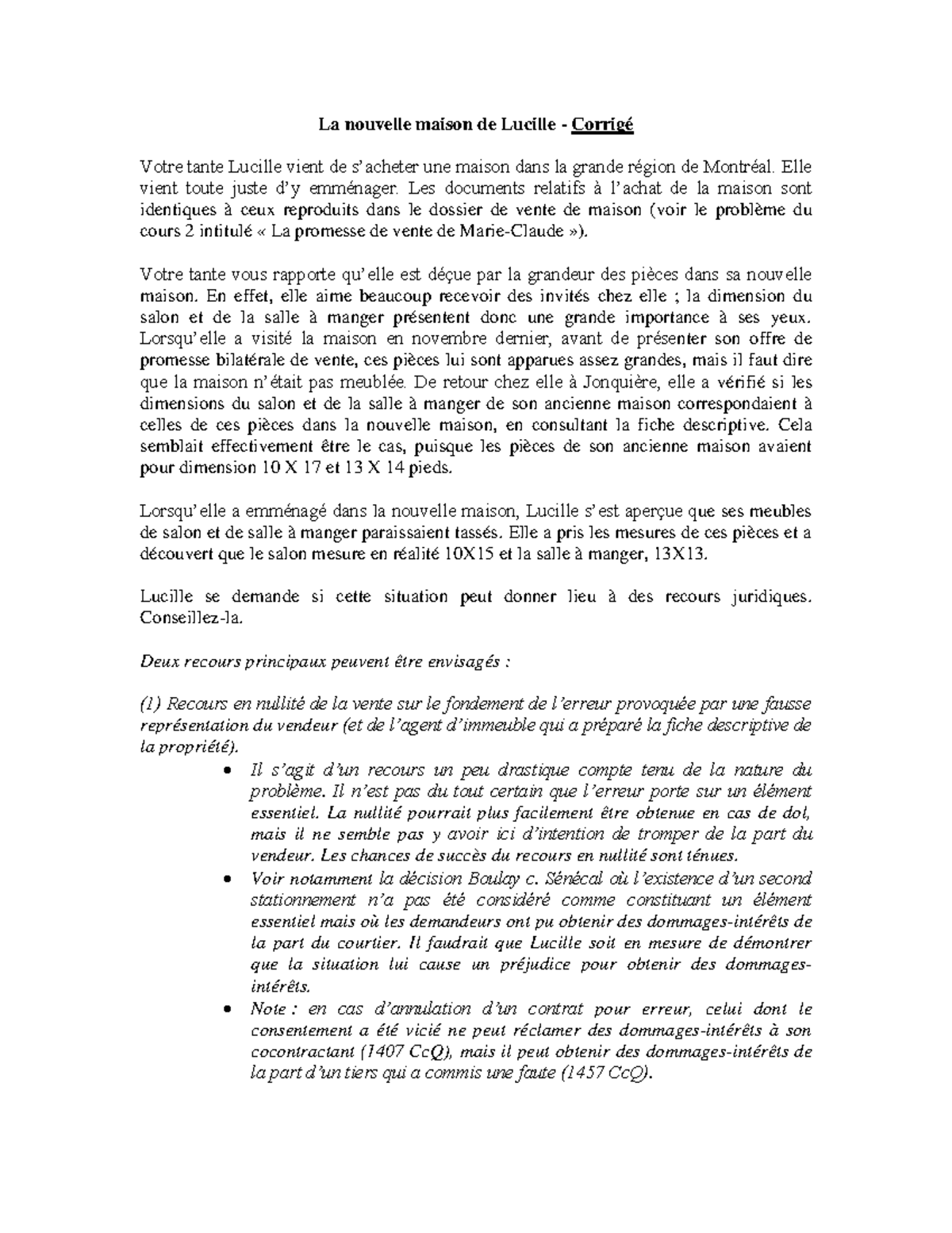 Corr. 3.2 La nouvelle maison de Lucille - Corrigé - La nouvelle maison ...