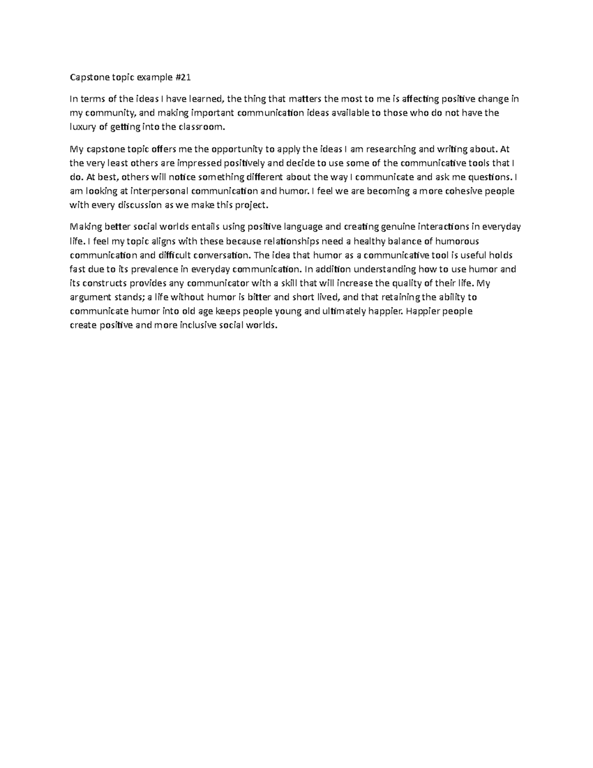 CT 21 - Capstone topic example. - Capstone topic example #21 In terms ...