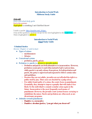 Intro to Social Work Midterm Study Guide - Introduction to Social Work ...