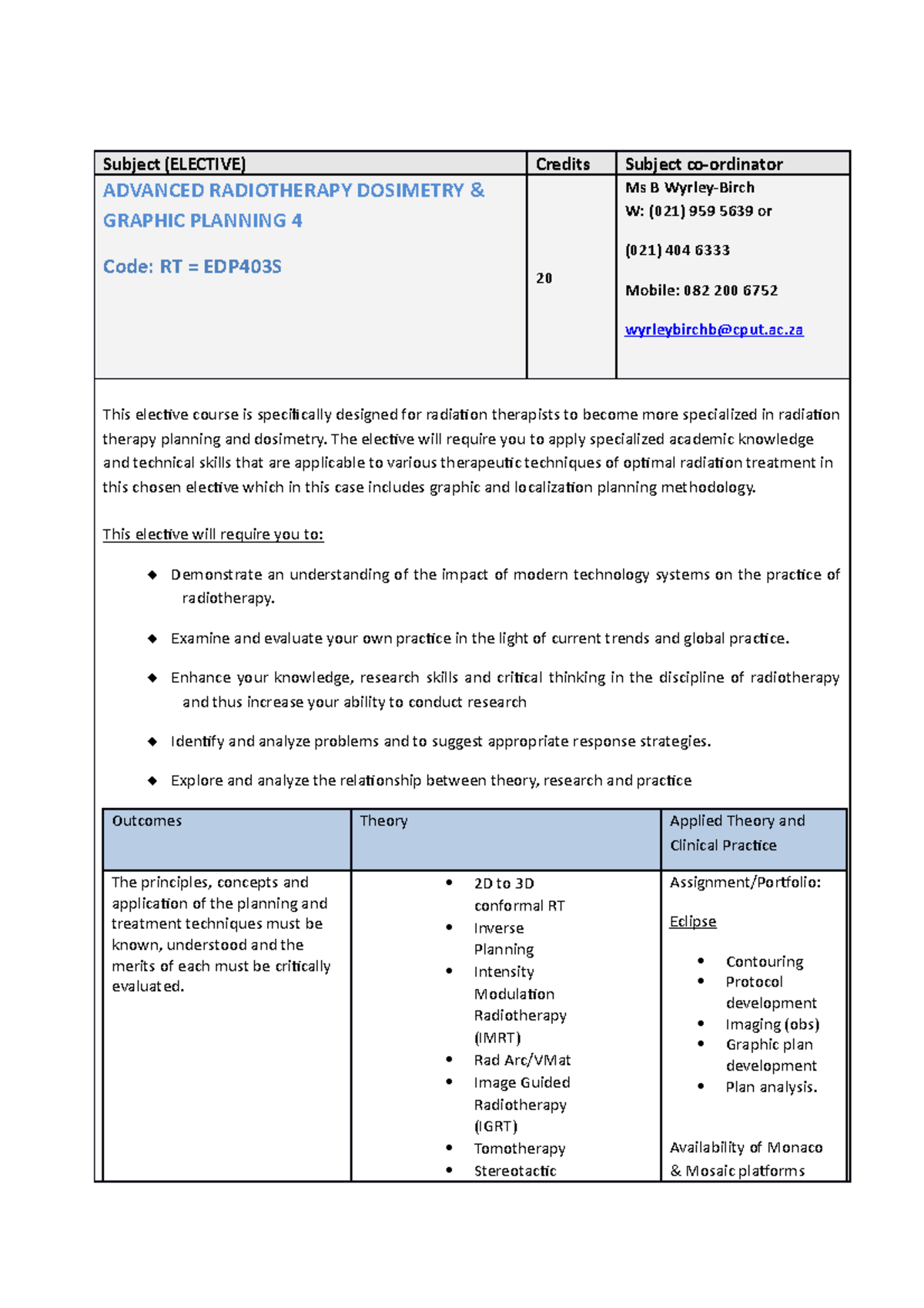 Subject Guide - Lecture notes 10 - Subject (ELECTIVE) Credits Subject ...