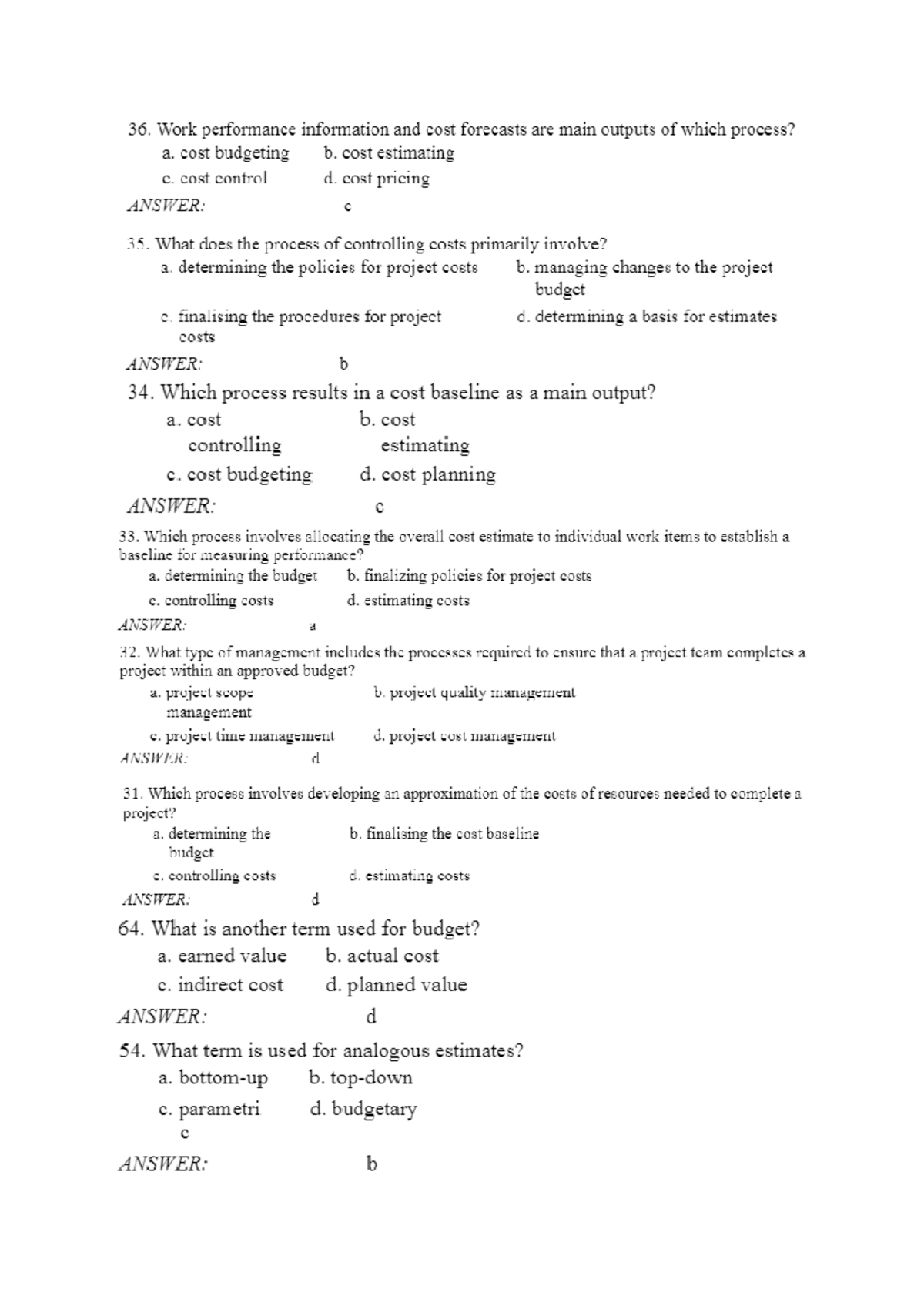 Chapter 9 - questions - project management - Studocu