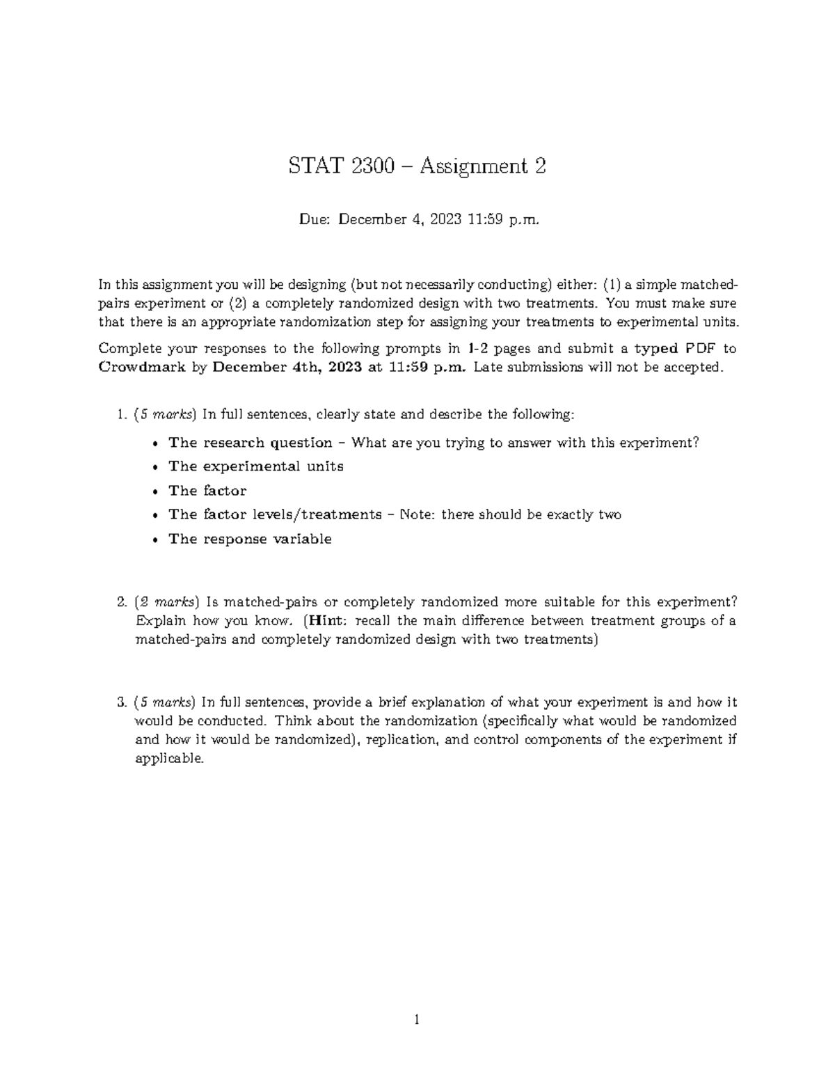Assignment-2-Instructions - STAT 2300 – Assignment 2 Due: December 4 ...
