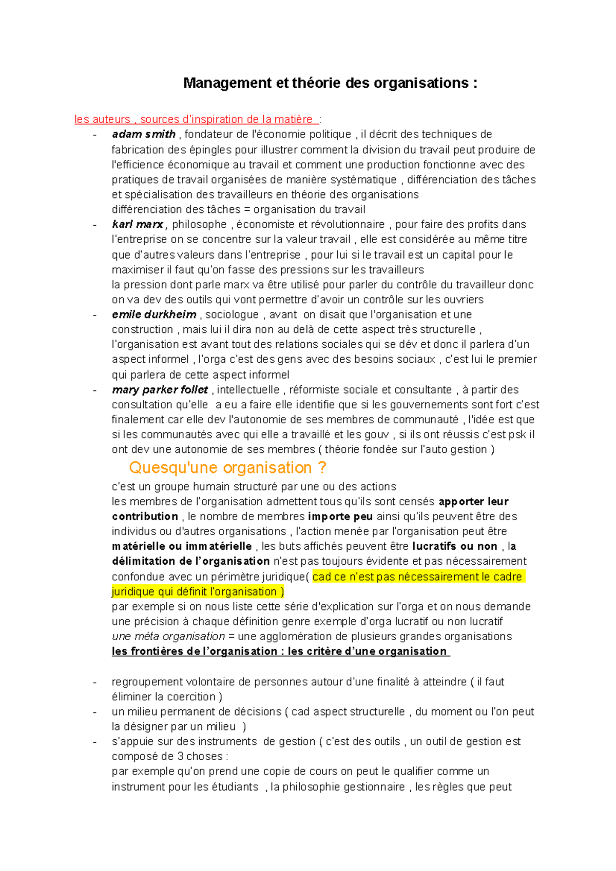 CM Management Session 1 - Management et théorie des organisations : les auteurs , sources - Studocu