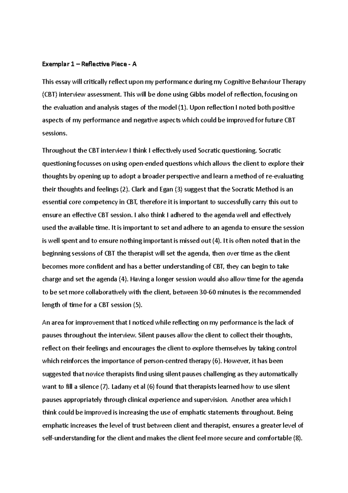 Exemplar 1 - Reflective Writing - Exemplar 1 – Reflective Piece - A ...