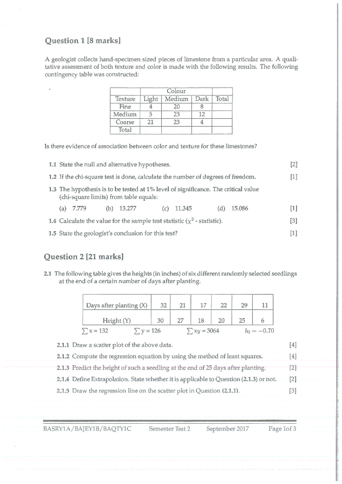 2017 Question paper - This is a preparing test that can be used when ...