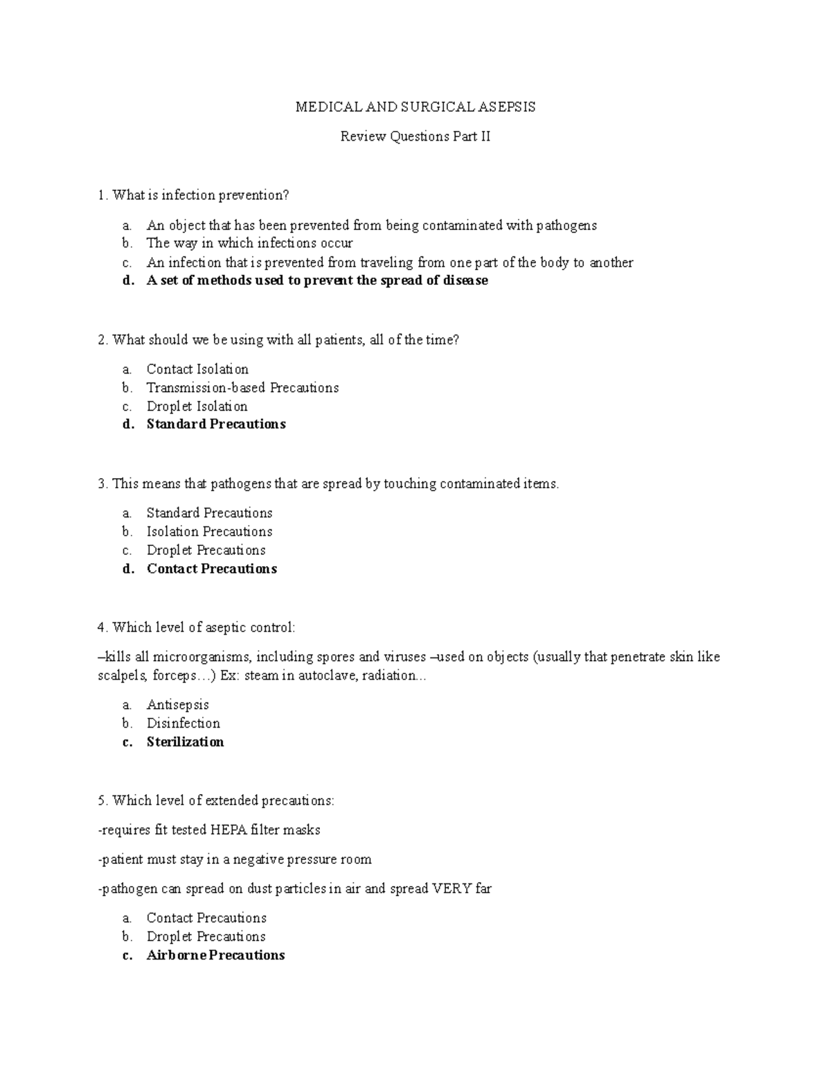 Medical AND Surgical Asepsis PART 2 - MEDICAL AND SURGICAL ASEPSIS ...