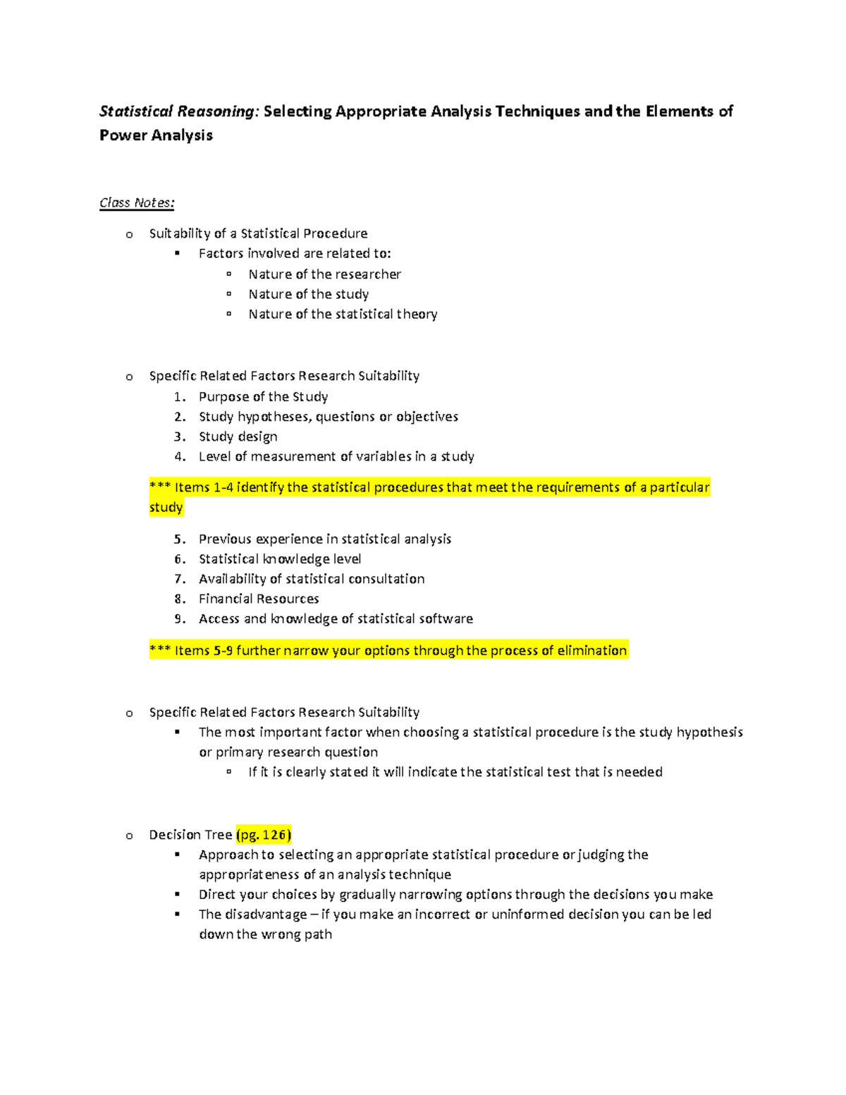 Stats Notes Lecture 7 & 8 - Statistical Reasoning: Selecting ...
