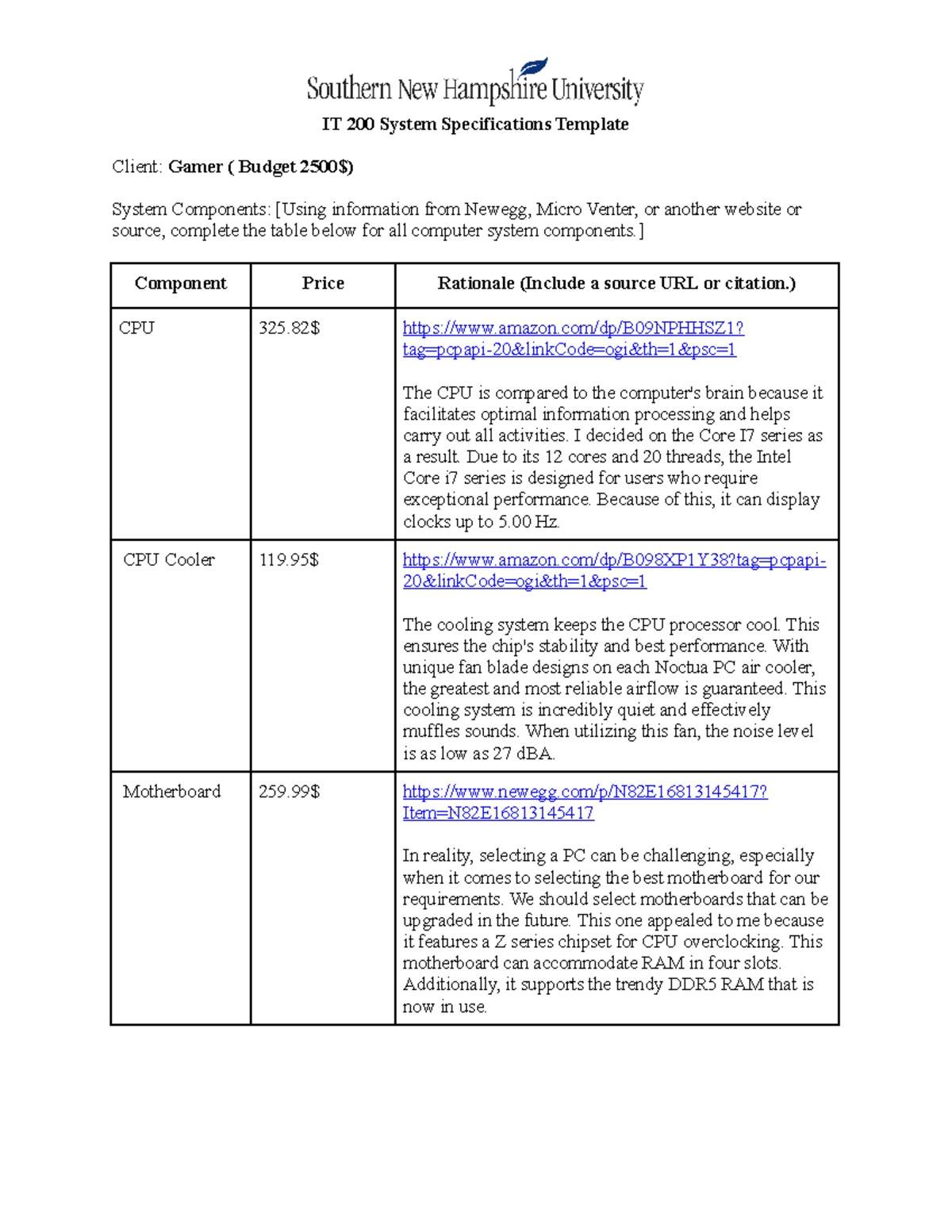 IT 200 System Specifications Template - IT 200 System Specifications ...
