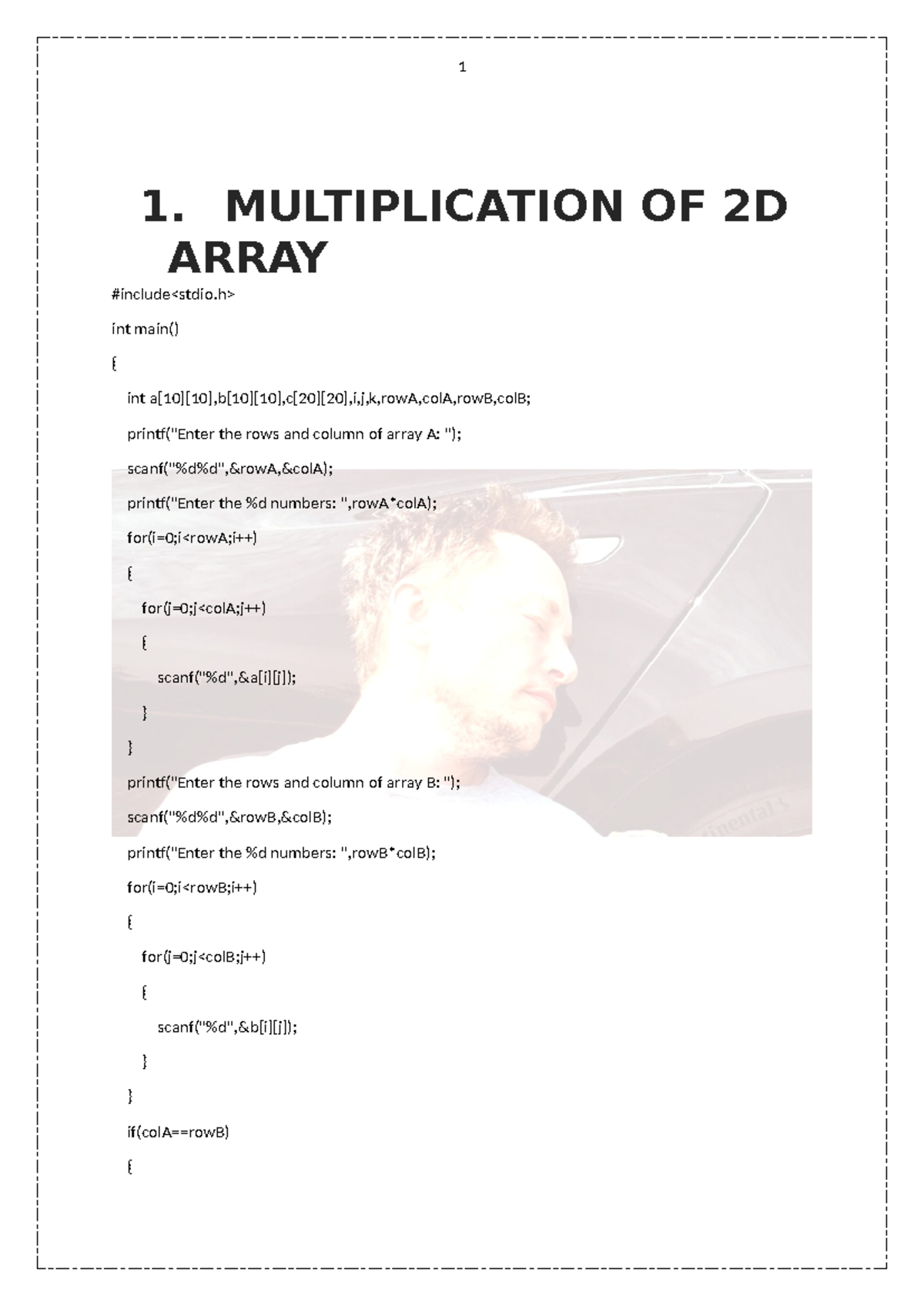 All programmes- sql - 1. MULTIPLICATION OF 2D ARRAY #include int main ...