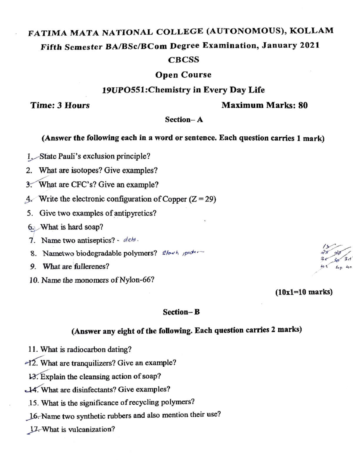 Botany Question paper - FATIMA MATA NATIONAL COLLEGE (AUTONOMOUS ...