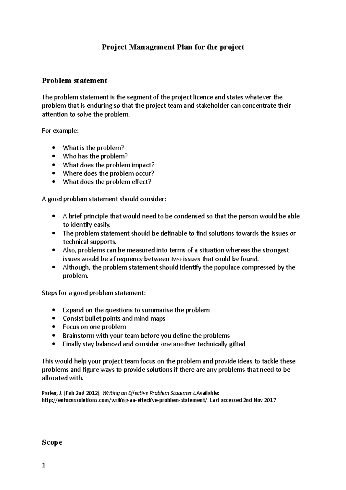 Project Management Plan for the project - Project Management Plan for ...