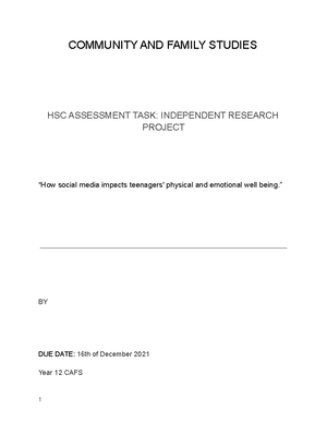 CAFS-HSC-2020 - Study notes on Community and Family Services - CAFS HSC ...