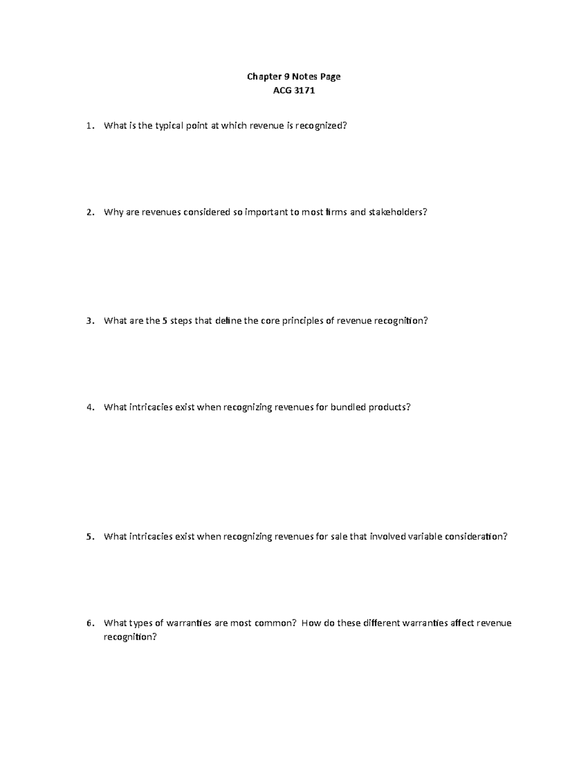 Chapter 9 Notes - This is a document - Chapter 9 Notes PageACG 3171 ...