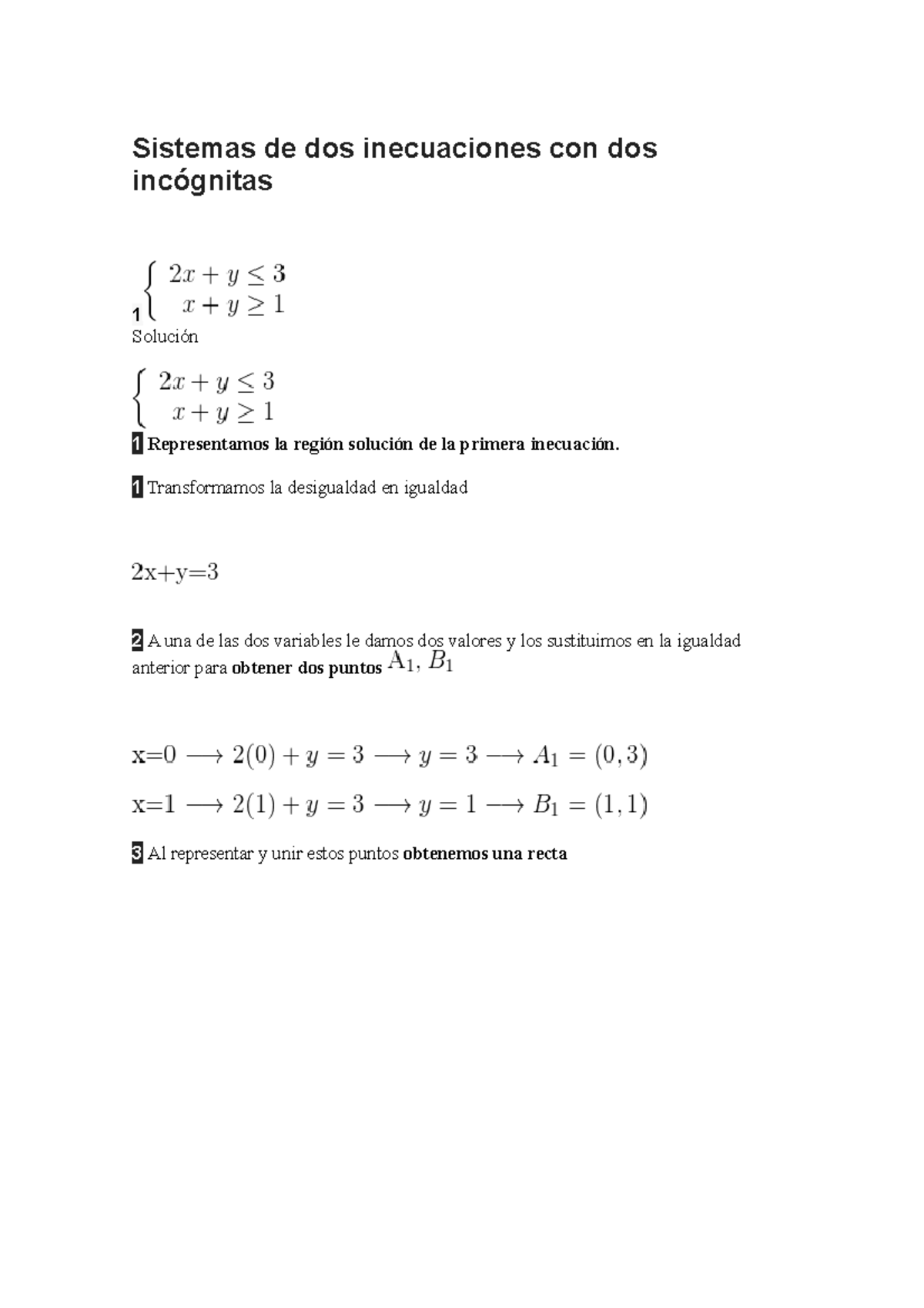 Ejercicios de Aplicacion practica 2- Sistemas de dos inecuaciones con dos incógnitas - Sistemas ...