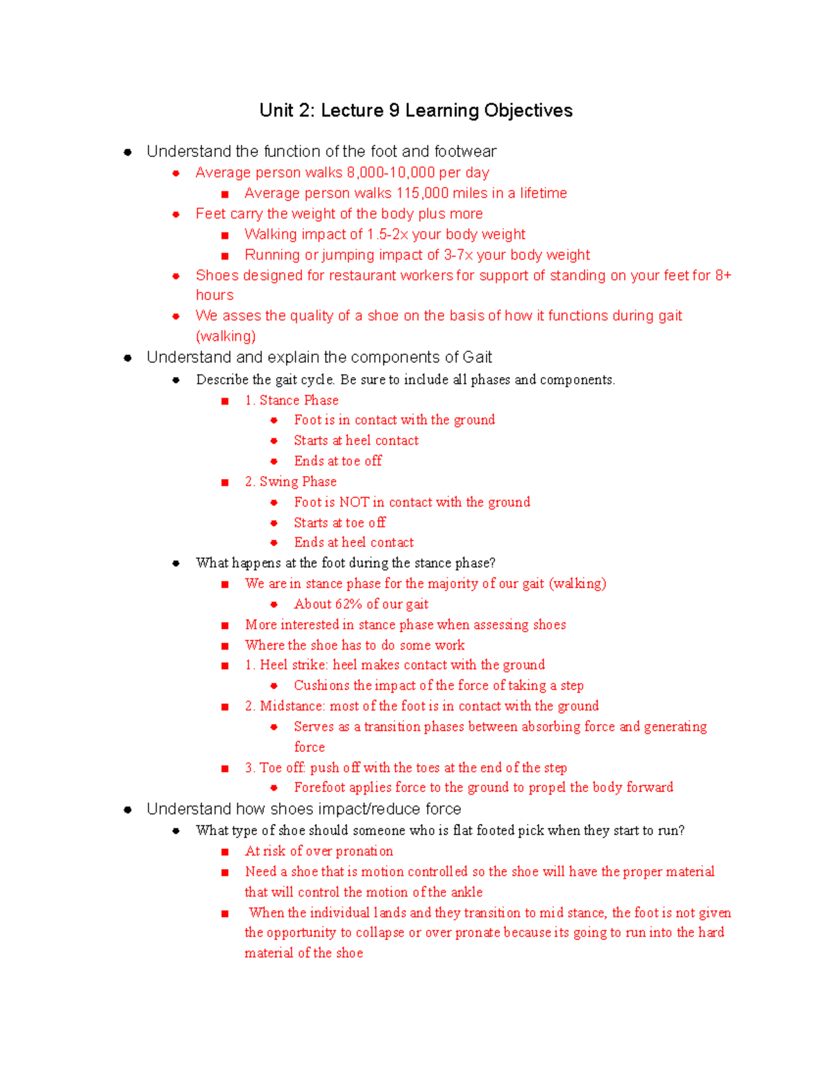 KIN Lecture 9 Learning Objective Questions - Unit 2: Lecture 9 Learning Objectives Understand ...