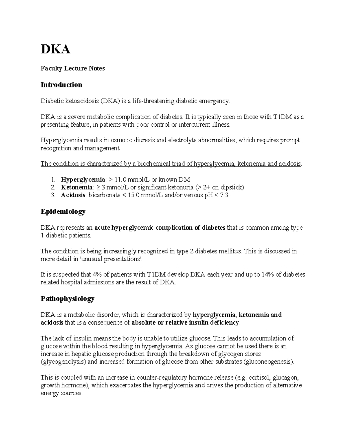 DKA lecture notes 6210 - DKA Faculty Lecture Notes Introduction ...