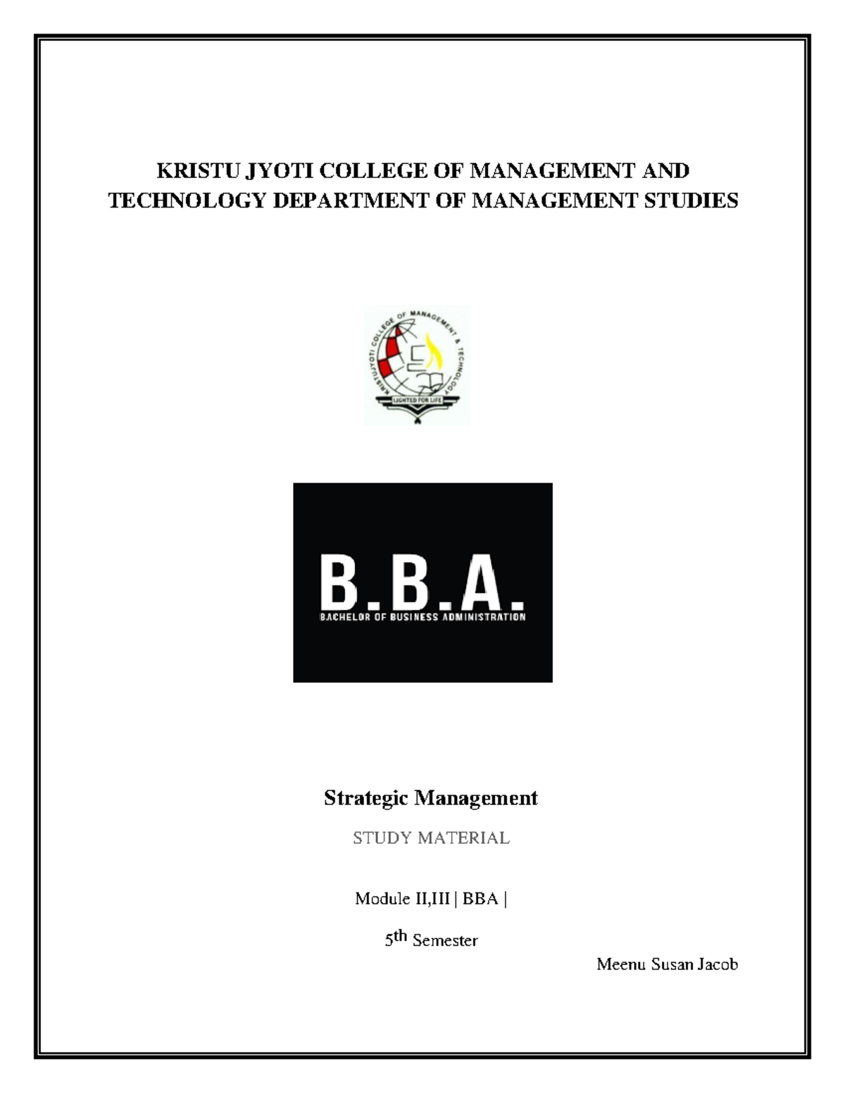 Strategic Management Module 2,3 220504 024956 - KRISTU JYOTI COLLEGE OF ...