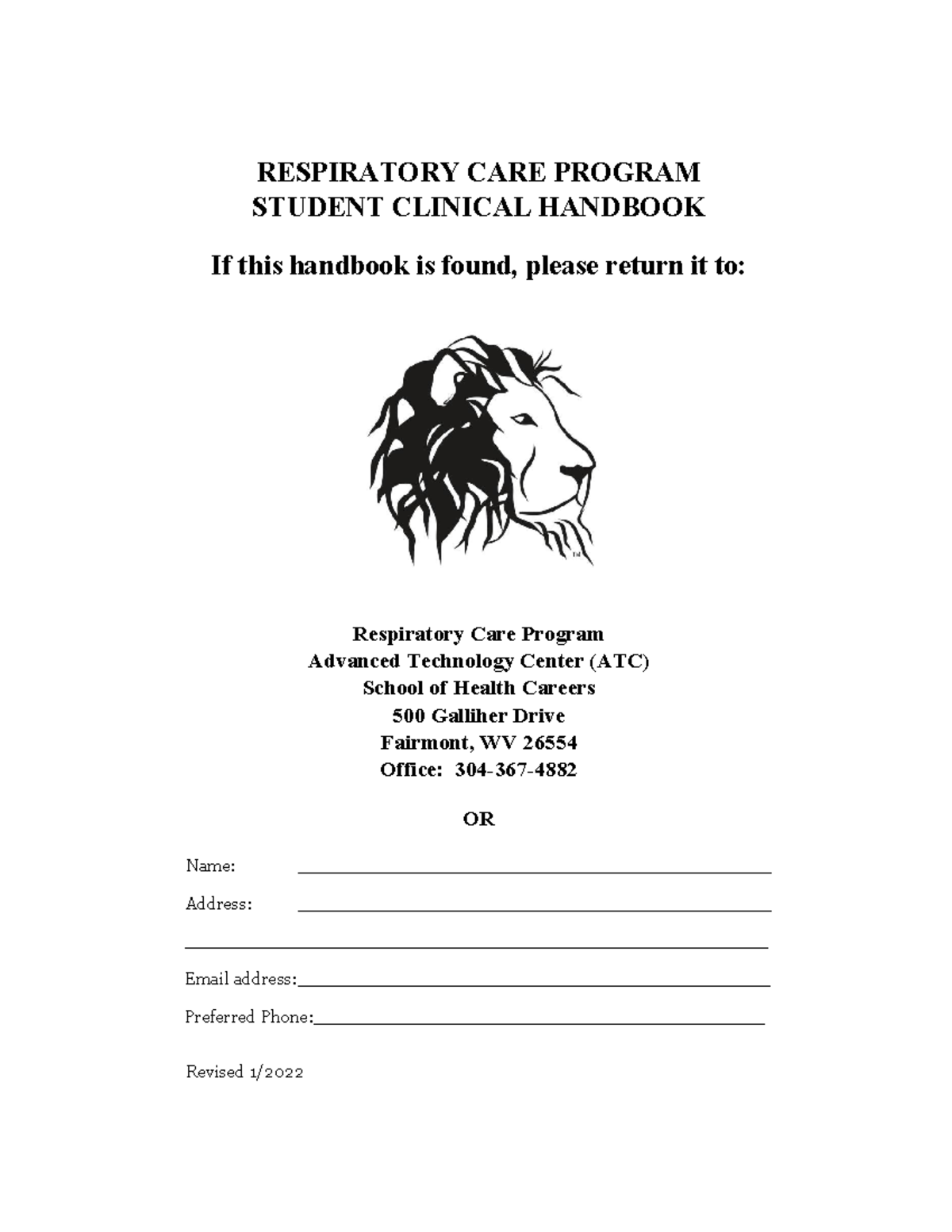 RESP+2022+Student+Clinical+Handbook - Revised 1/ RESPIRATORY CARE ...