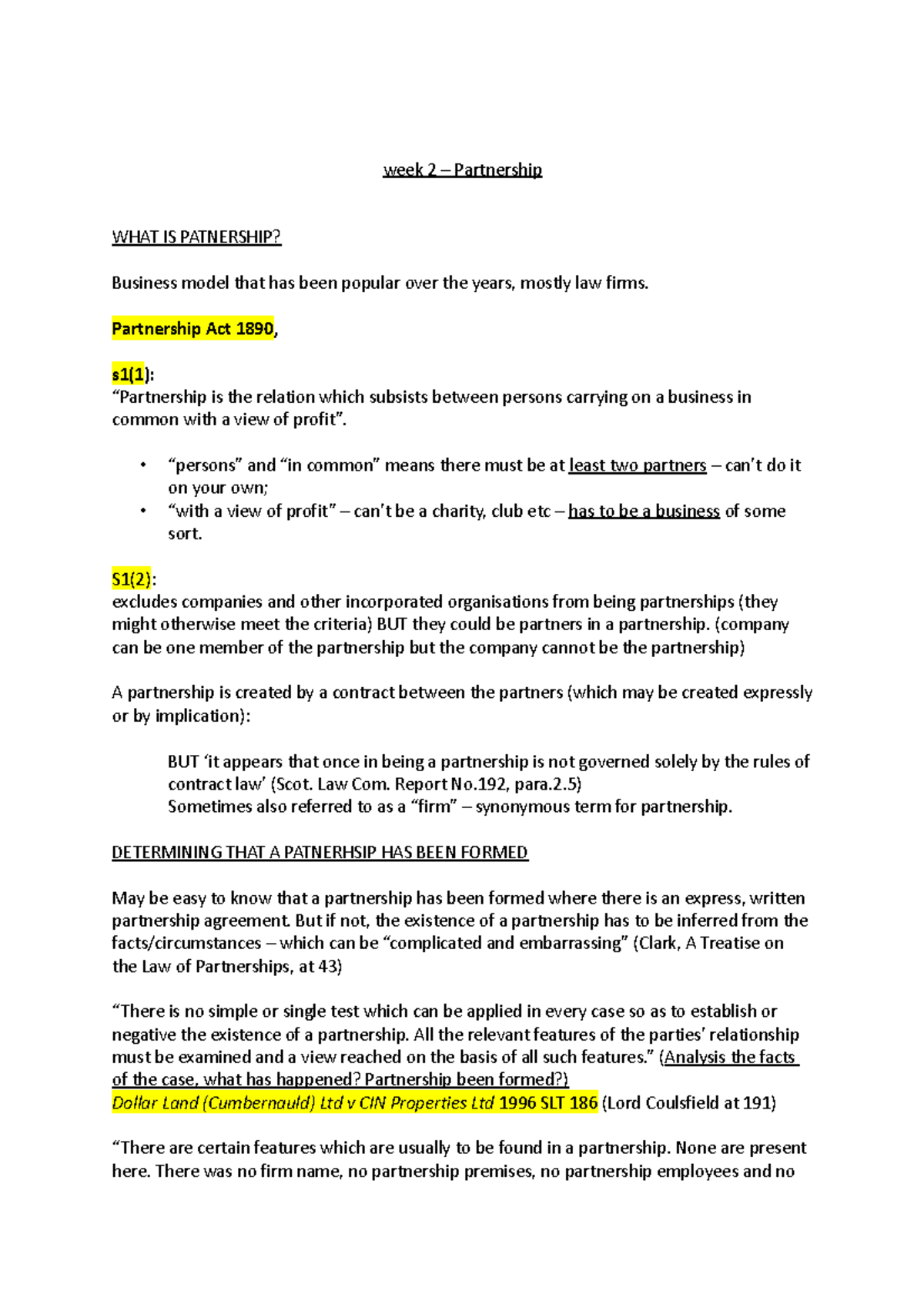 Patnership - partnership notes - week 2 - week 2 – Partnership WHAT IS ...